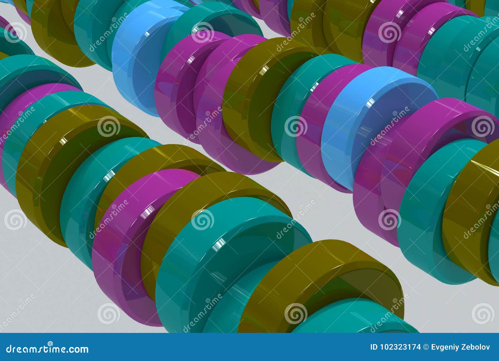 Pattern of Blue, Violet and Green Cylinder Tablets on White Background ...