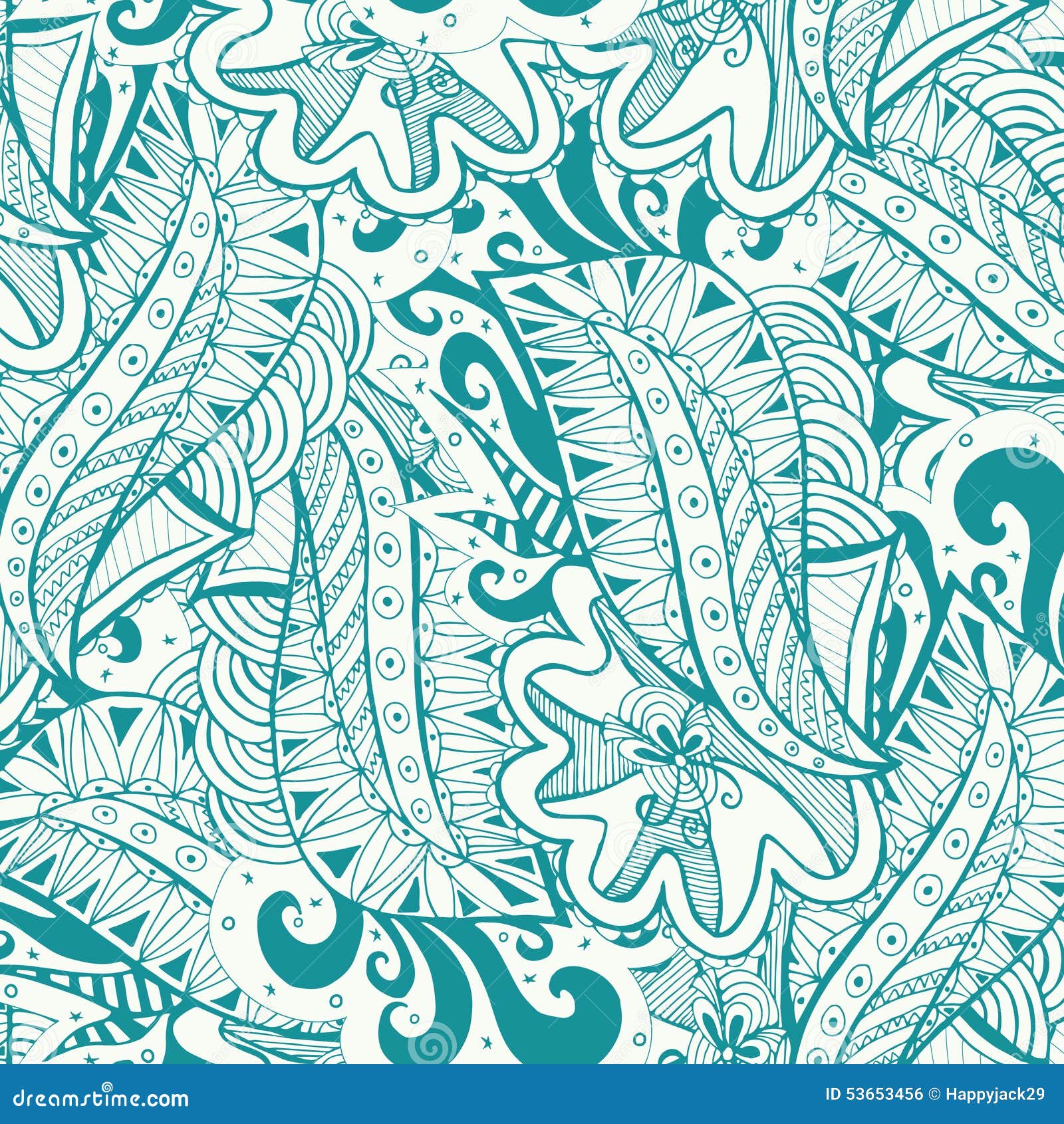 Pattern Blue and White Doodle Stock Vector - Illustration of blue ...