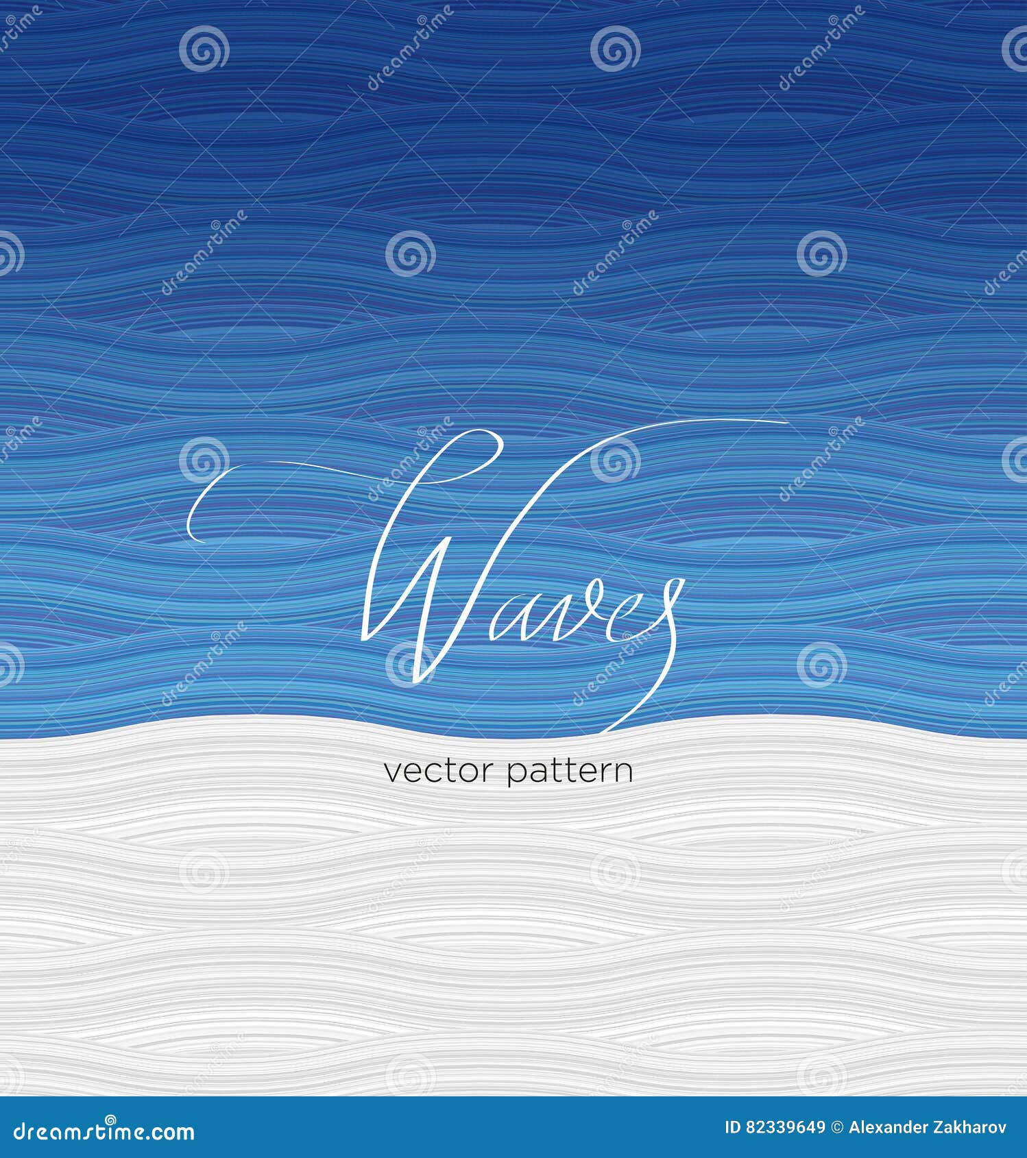 Pattern Blue and White Waves, Calligraphy, Lettering Stock Vector ...
