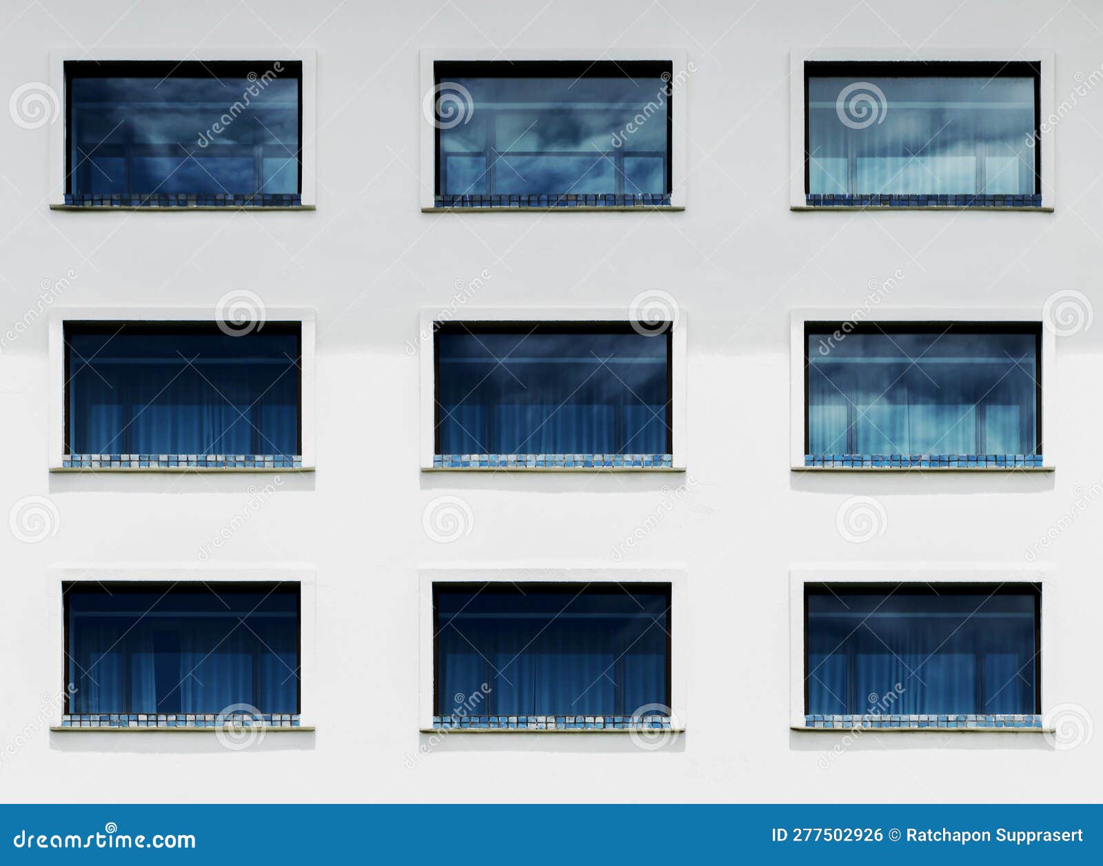 Pattern Blue Window Glass on Hotel Buliding Stock Photo - Image of ...