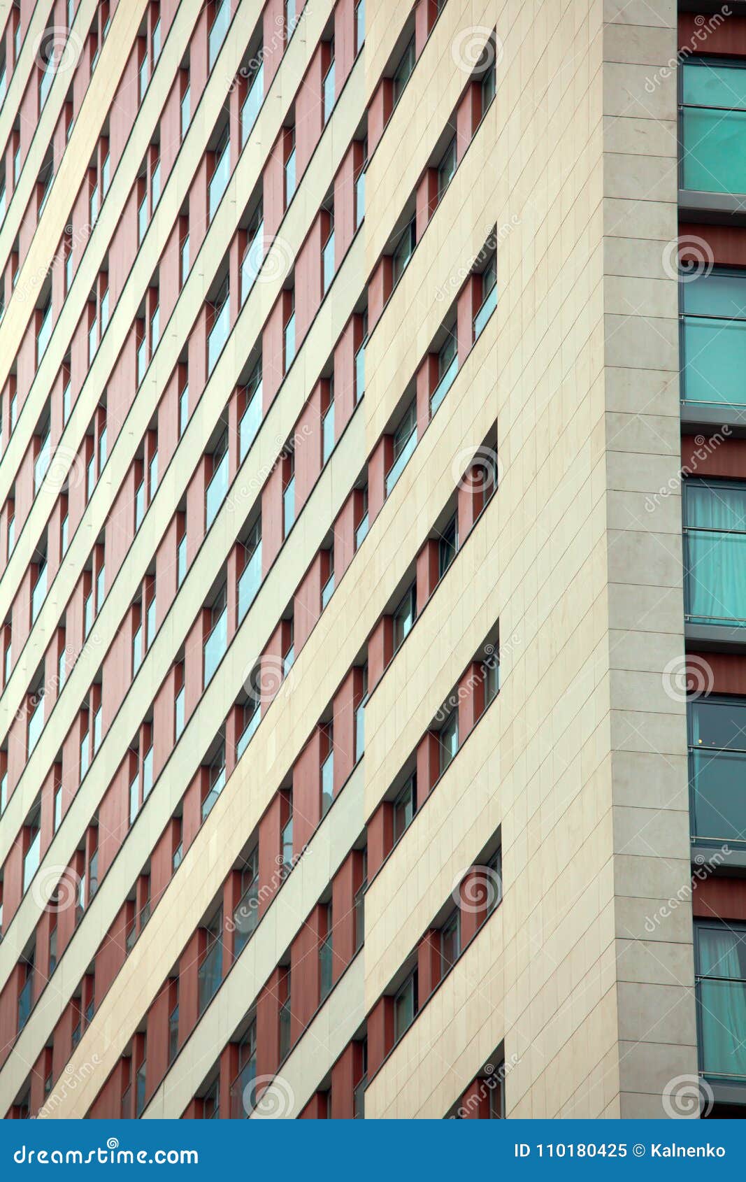 The Pattern of Blue Windows at the Building Stock Image - Image of wall ...