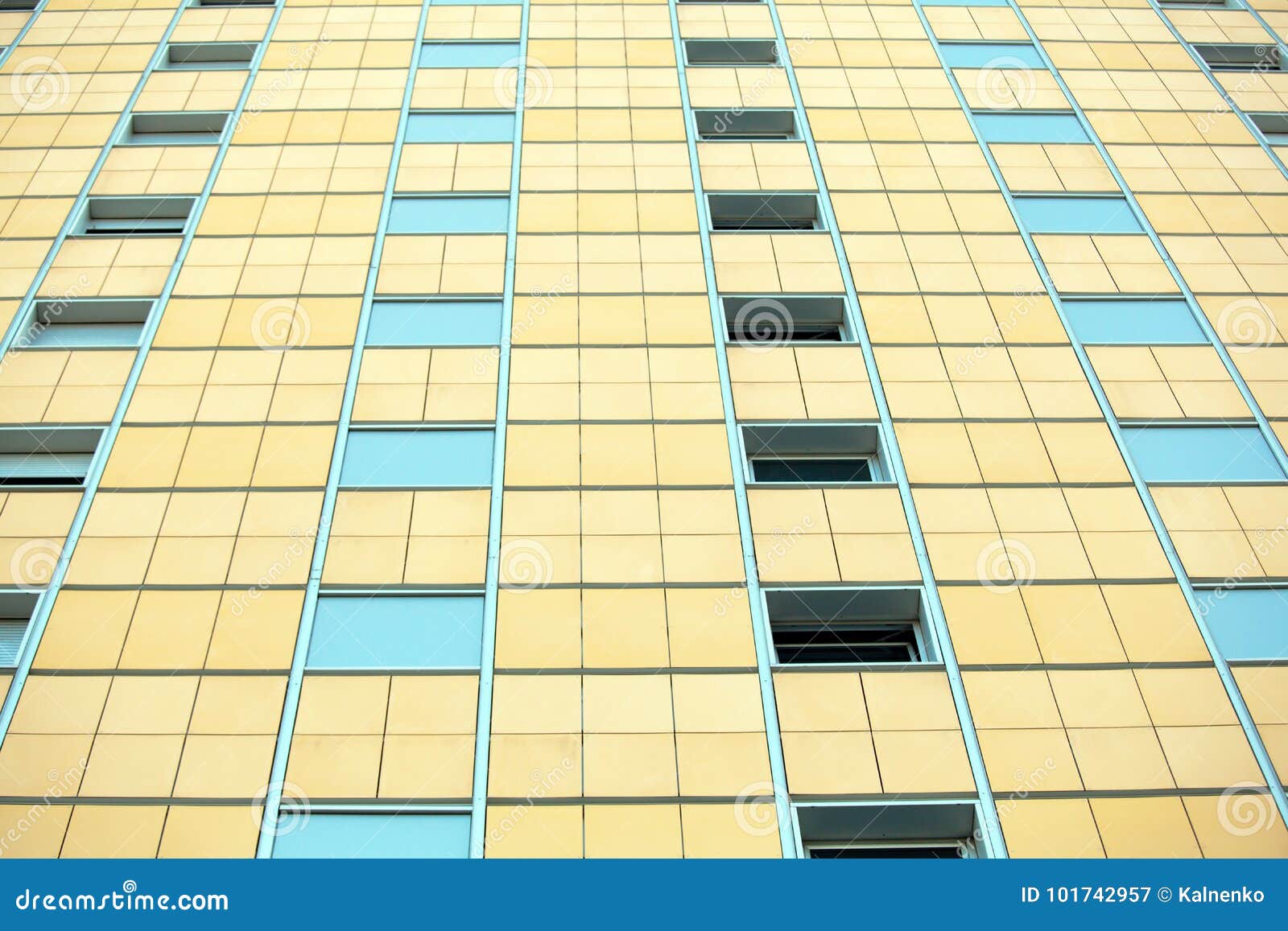 The Pattern of Blue Windows at the Building Stock Image - Image of ...