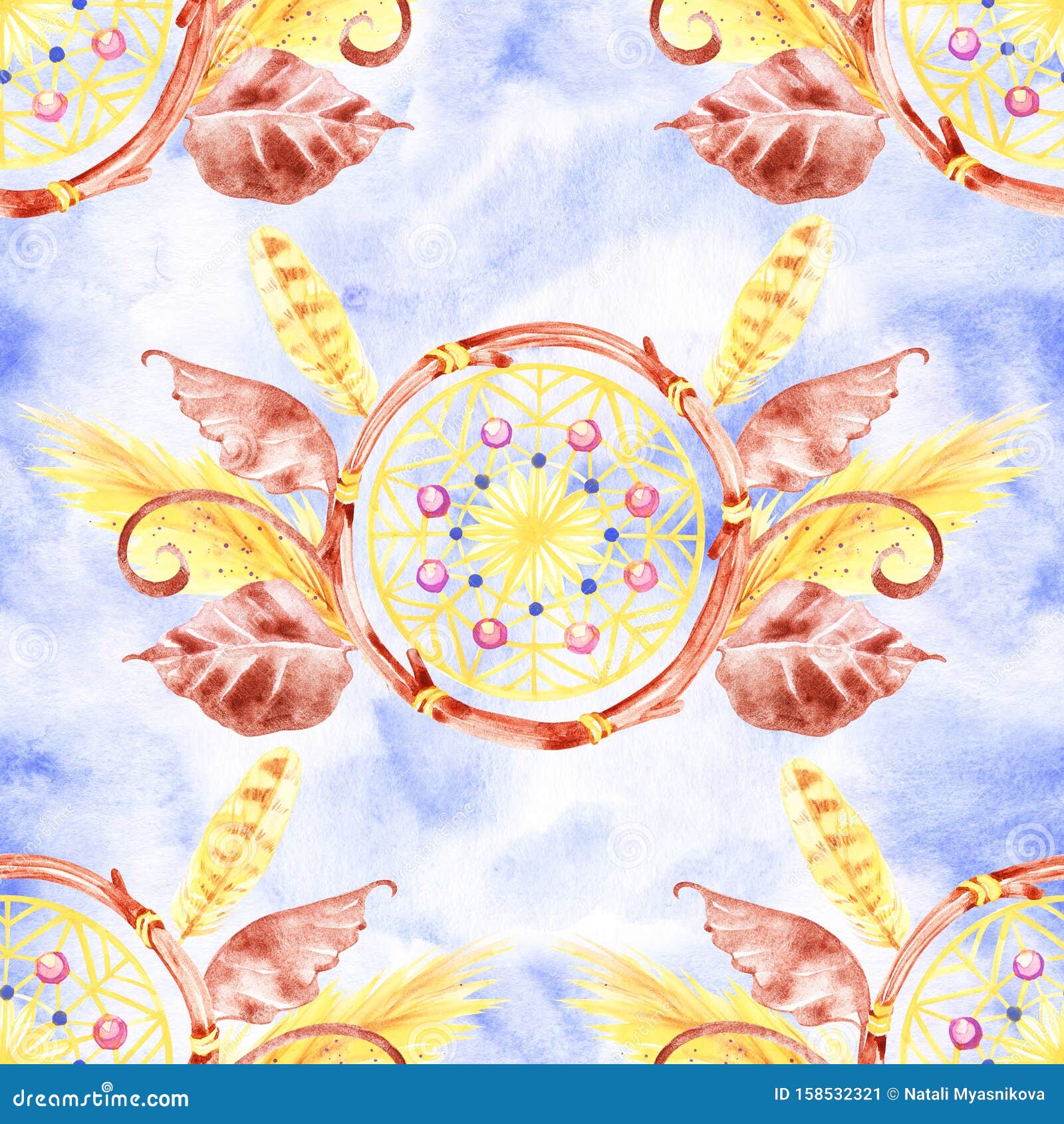 Pattern in Boho Style. Seamless Texture Hand Drawn. Illustration for ...