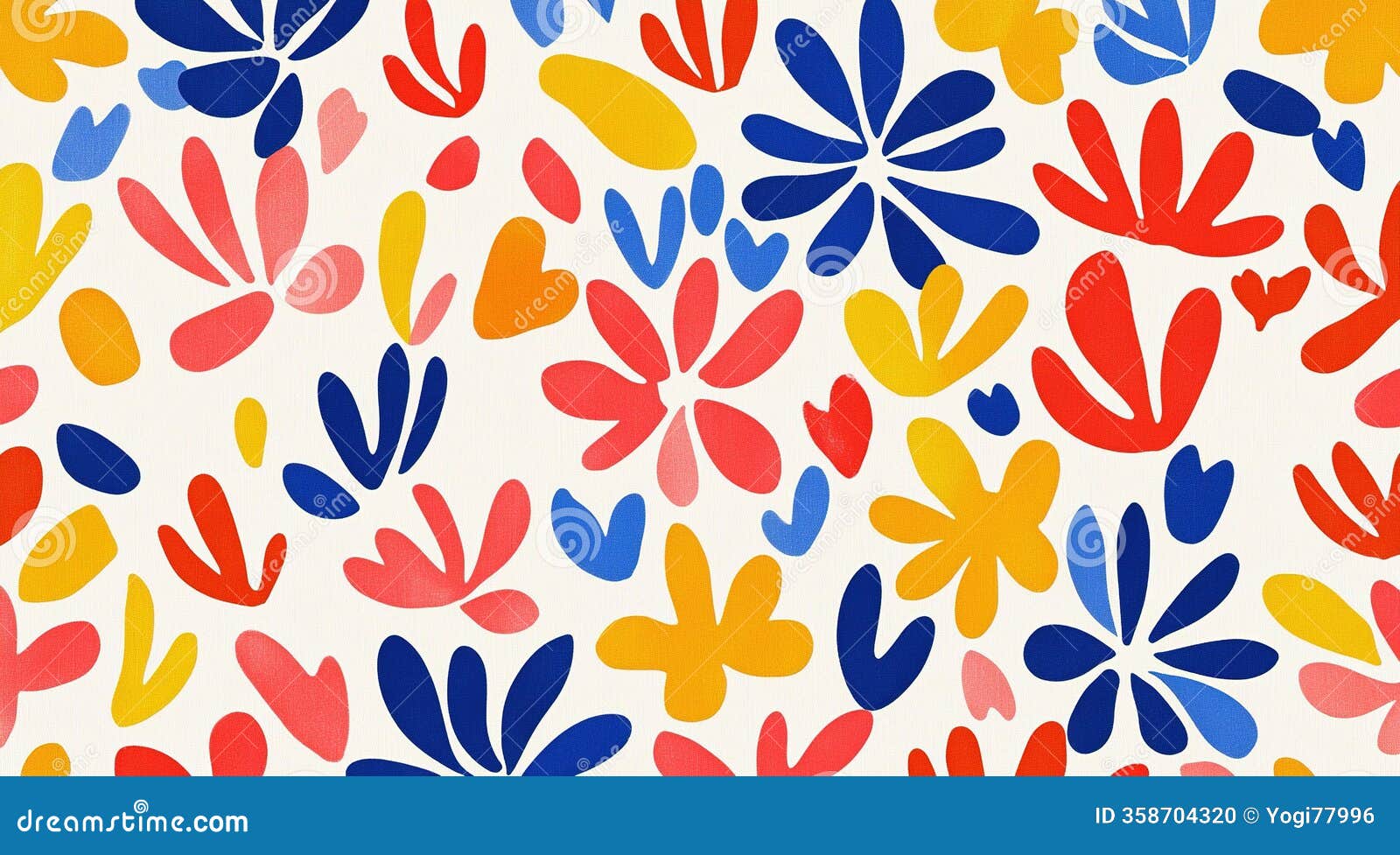 Pattern of Bold, Colorful Abstract Flower Shapes on a White Background Stock Illustration ...