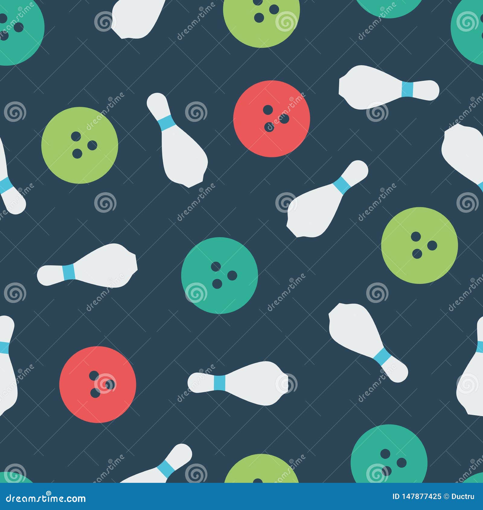 Simple Vector Illustration with Ability To Change. Pattern with Bowling ...