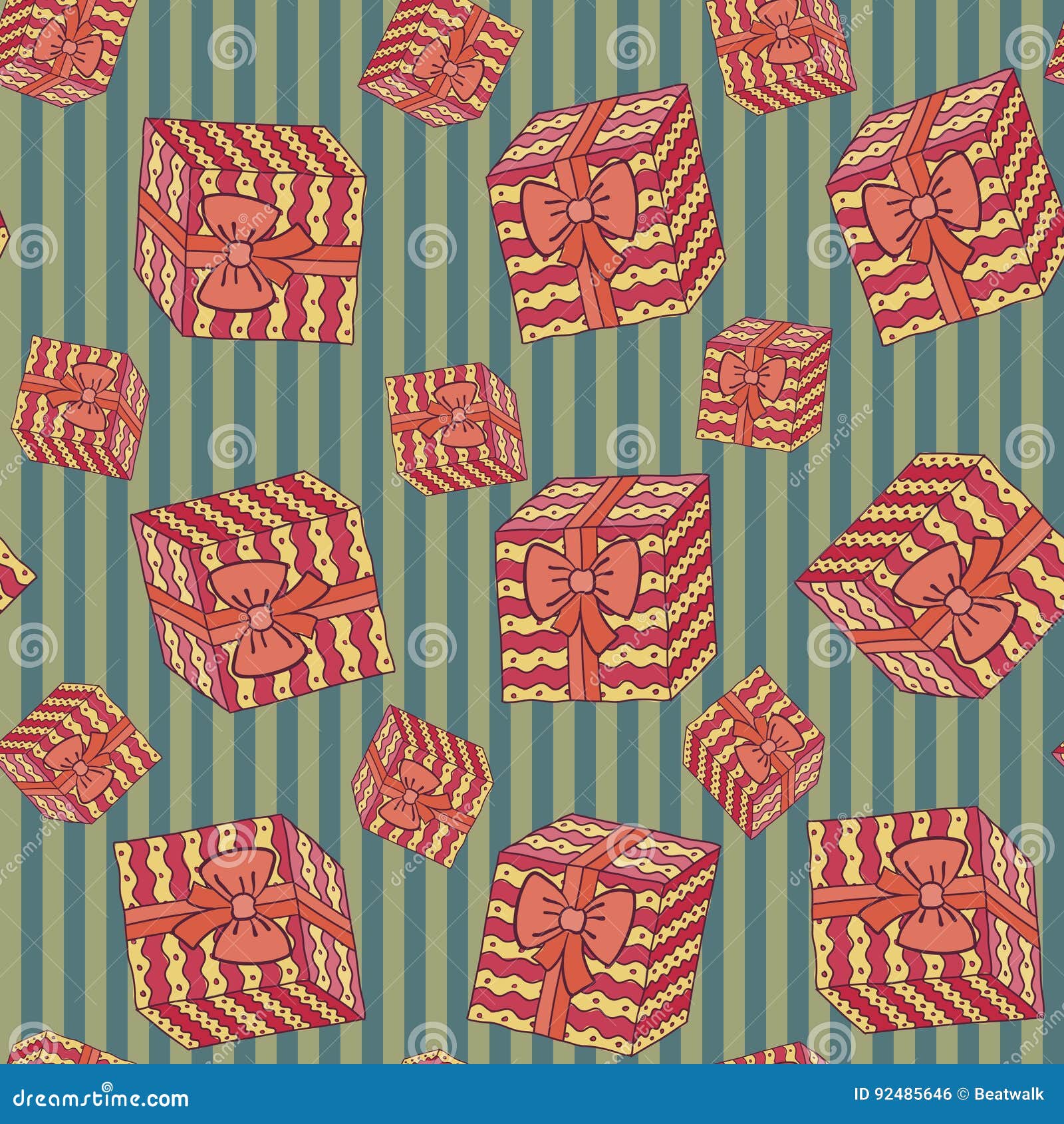 Pattern with Boxes in Waves on Striped Background Stock Vector ...