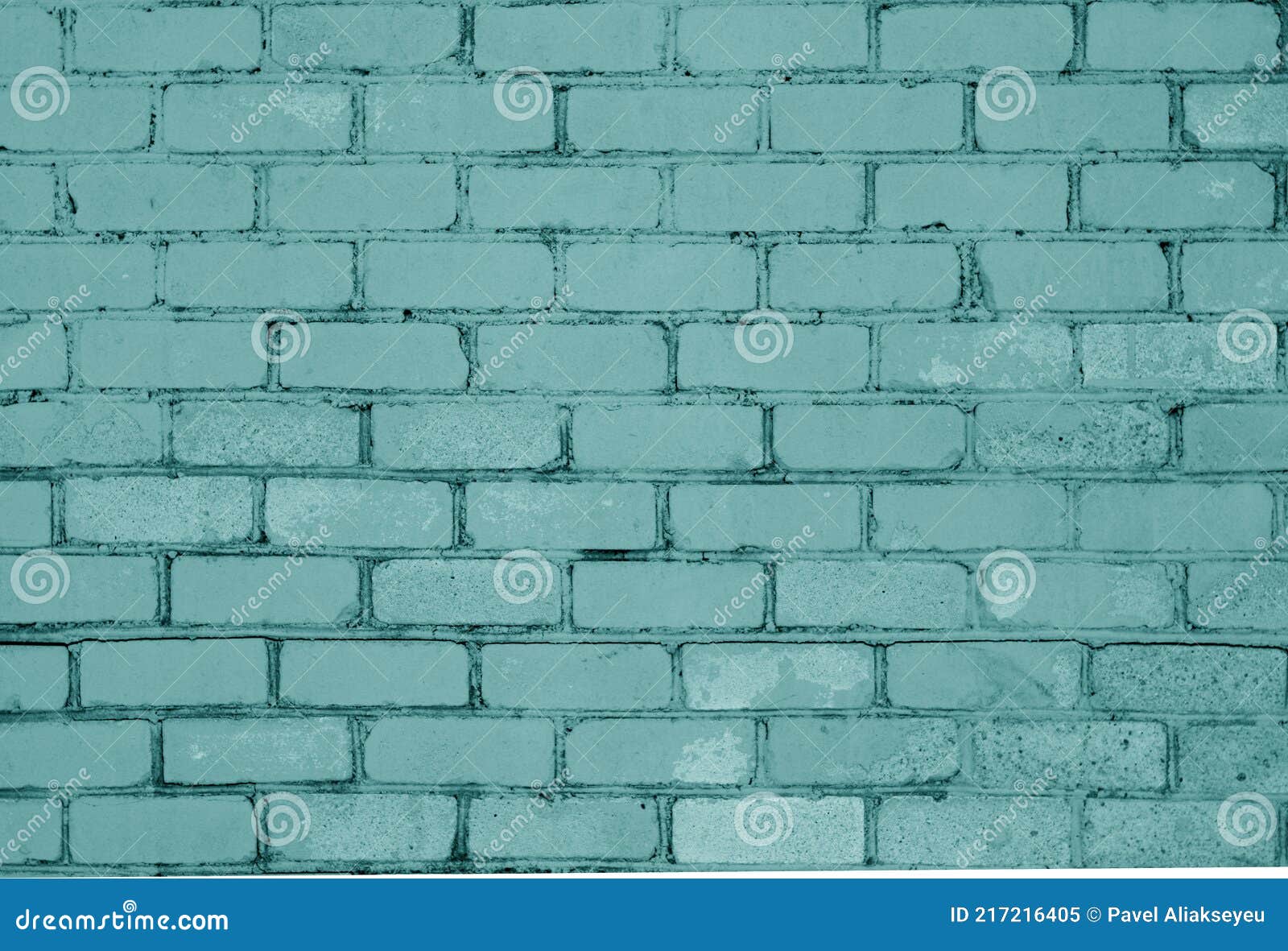 Pattern of Brick Wall with Blur Effect in Cyan Tone Stock Image - Image ...