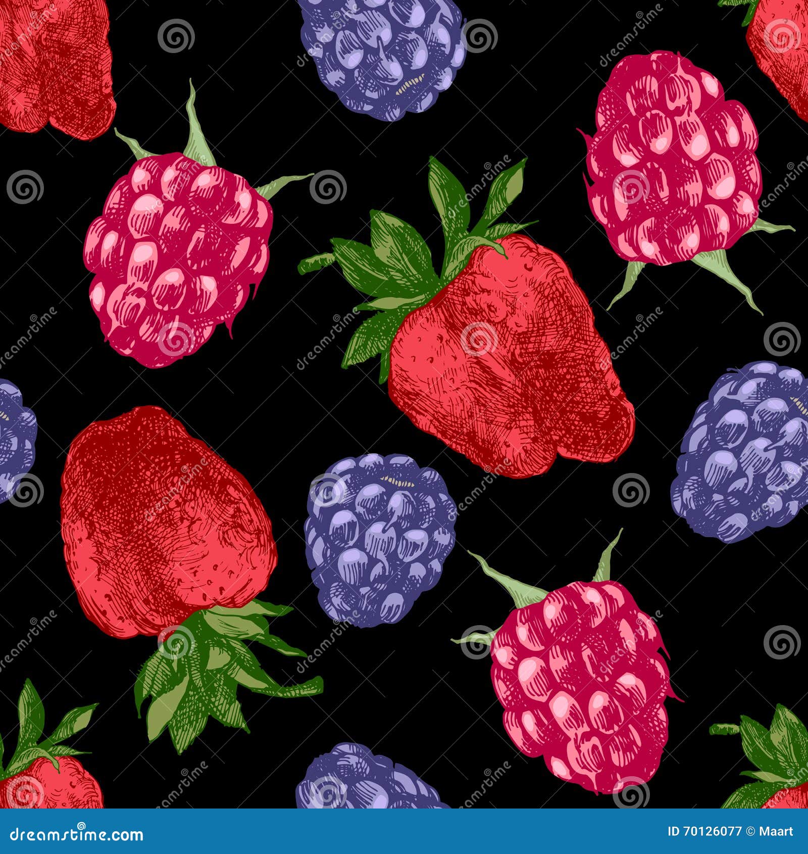 Pattern with Bright Berries Stock Vector - Illustration of natural ...