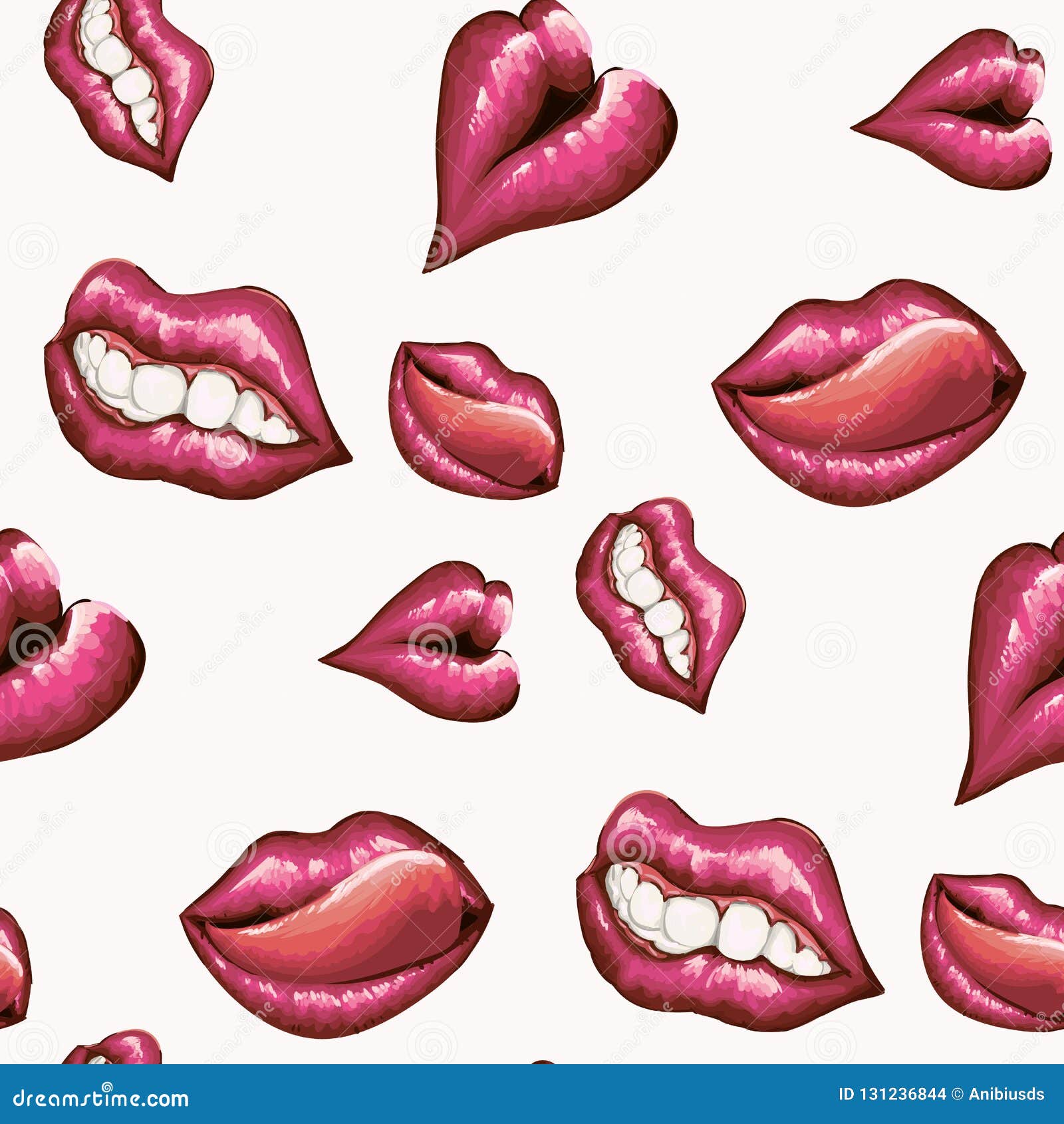 Pattern with Bright Female Lips. Stock Vector - Illustration of woman ...