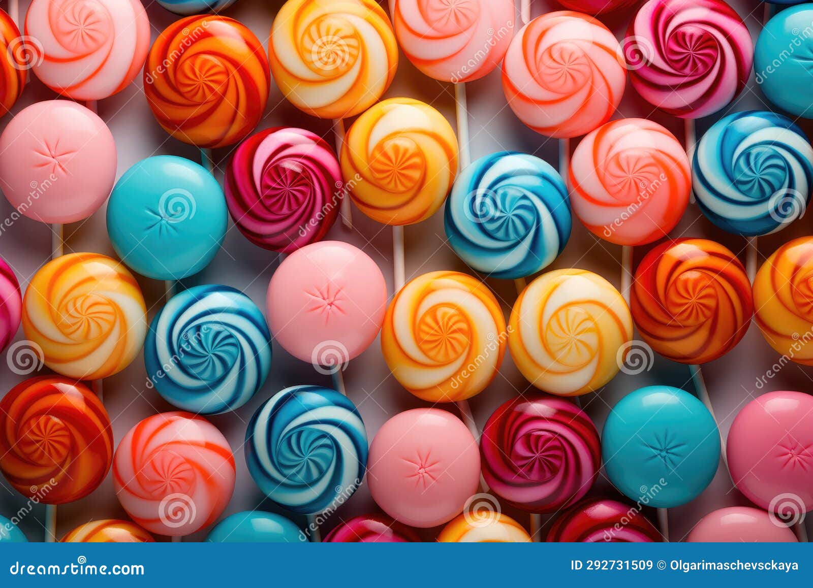Pattern of Bright Multicolored Lollipops, Top View Stock Illustration ...