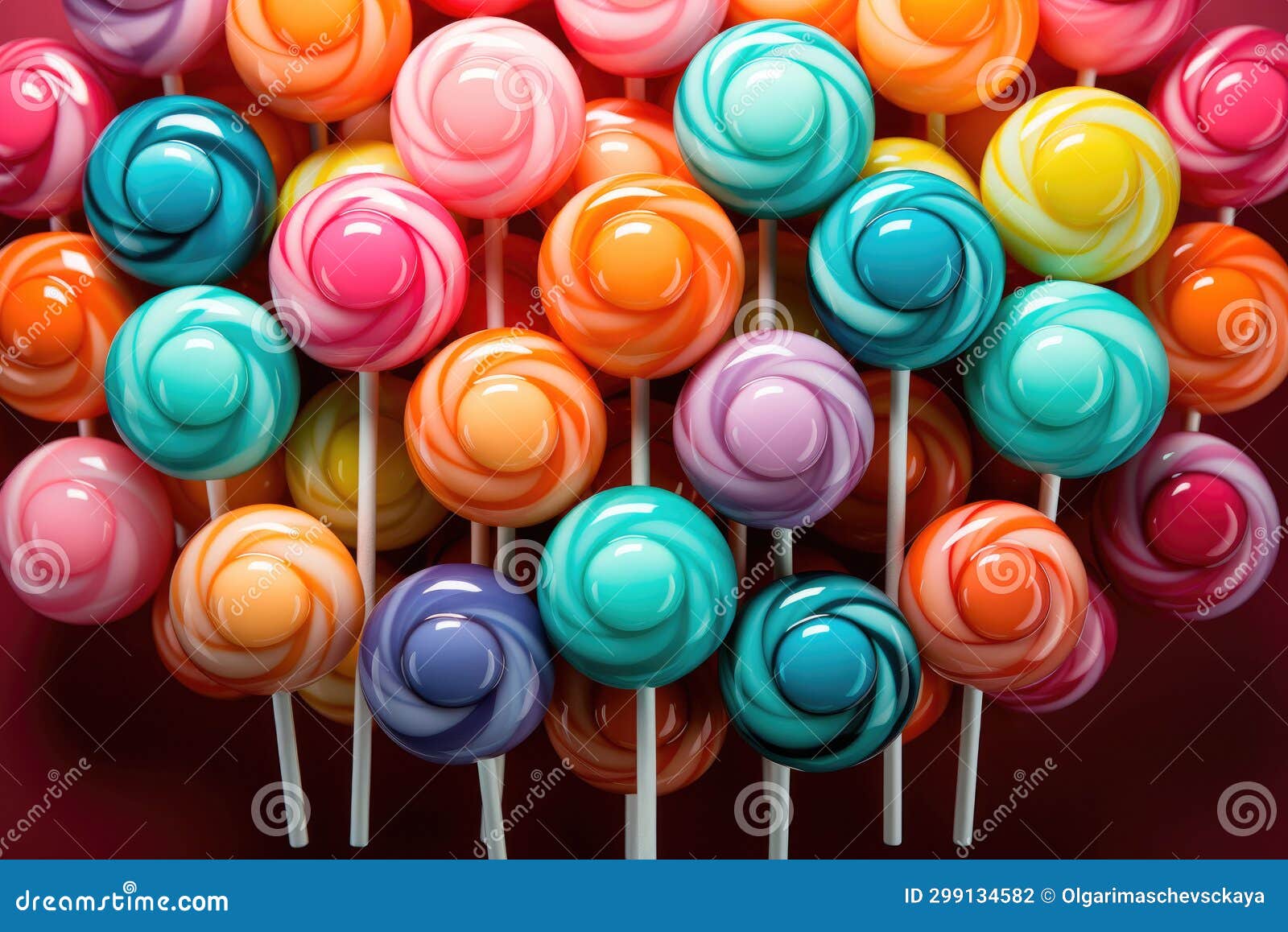 Pattern of Bright Multicolored Lollipops, Top View Stock Illustration ...
