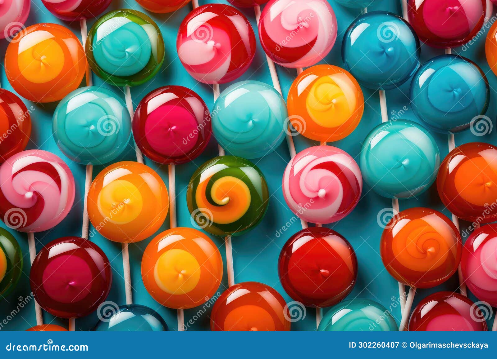 Pattern of Bright Multicolored Lollipops, Top View Stock Illustration ...