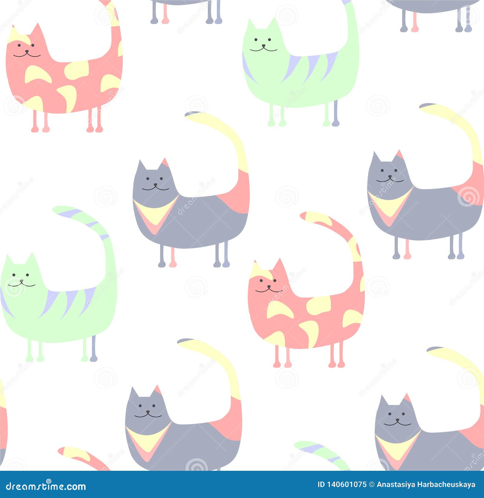 Pattern of Bright Yellow Blues and Stripes Green Cats Stock ...