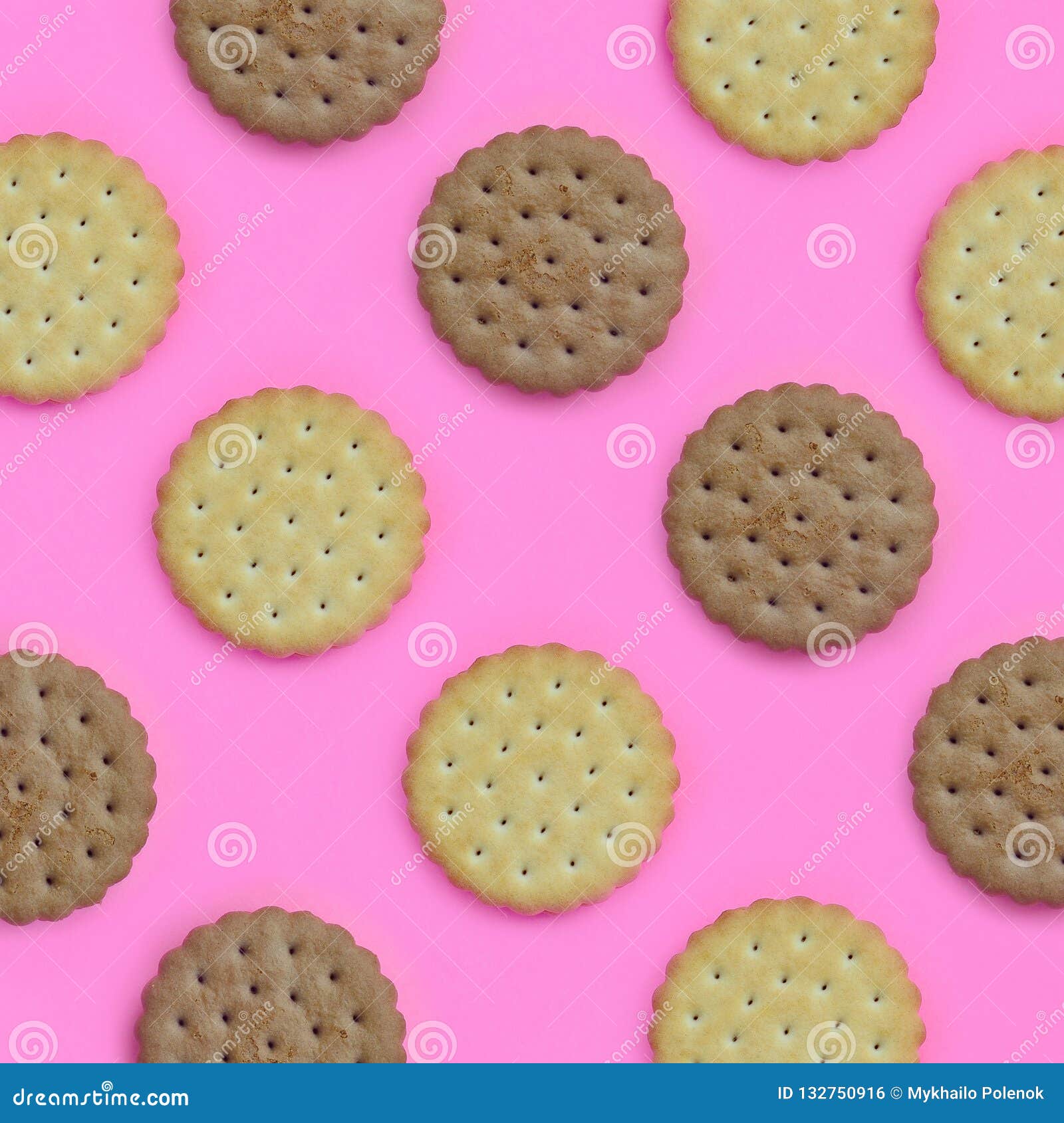 Pattern of a Brown Biscuits on a Pink Background. Trendy Minimal ...