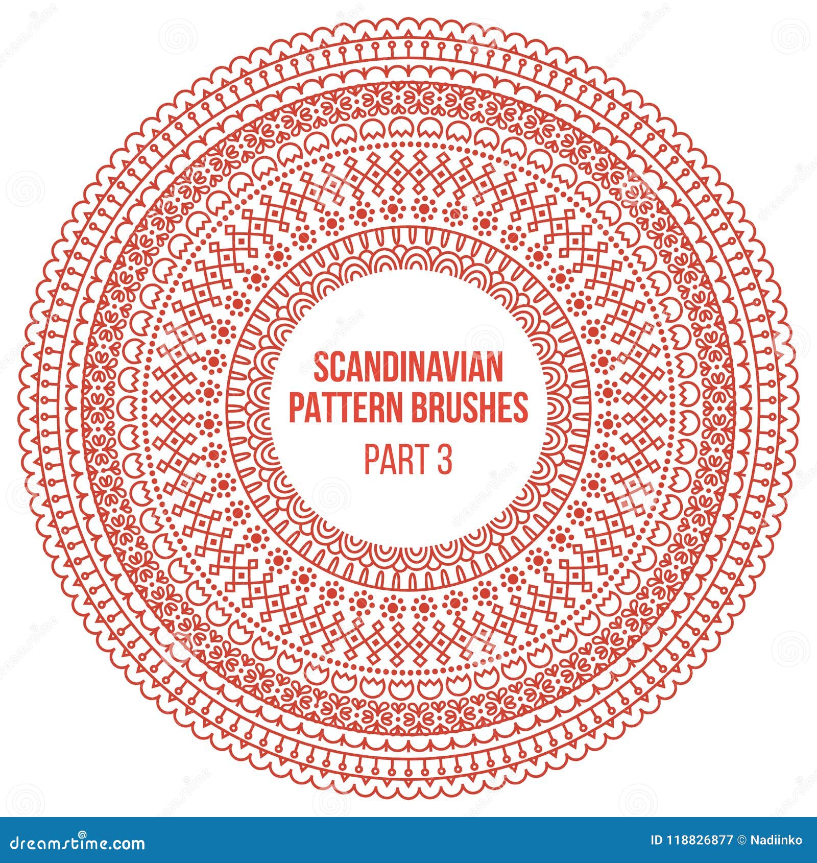 Pattern Brushes Inspired by Scandinavian, Finnish Folk Art. Nordic Red ...