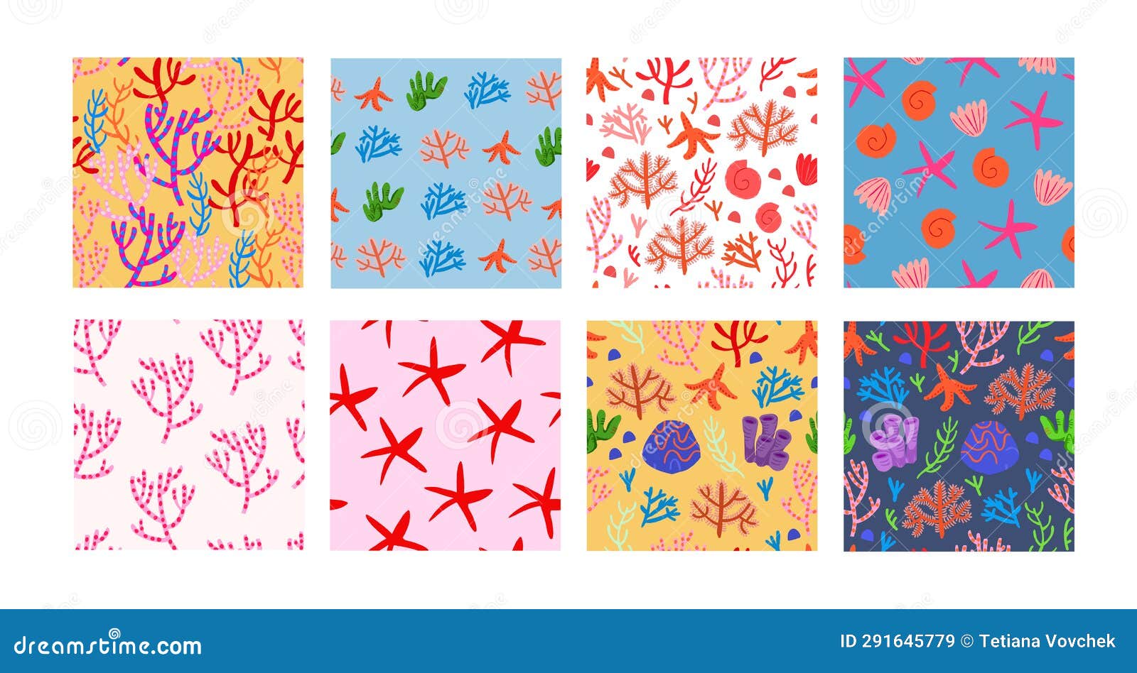 Pattern Bundle with Underwater World Patterns, Coral Reefs, Sea Star ...