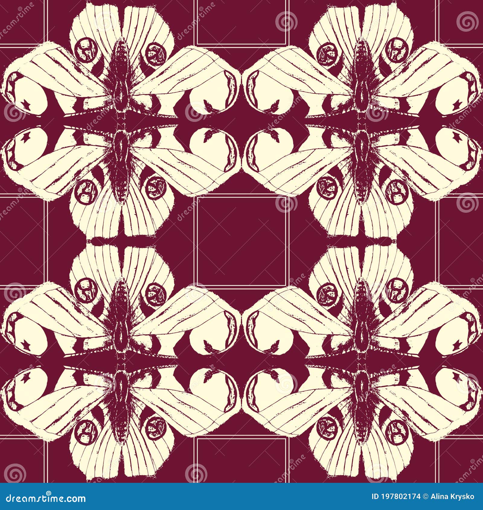 Seamless Vector Pattern with Linear Butterflies Stock Vector ...