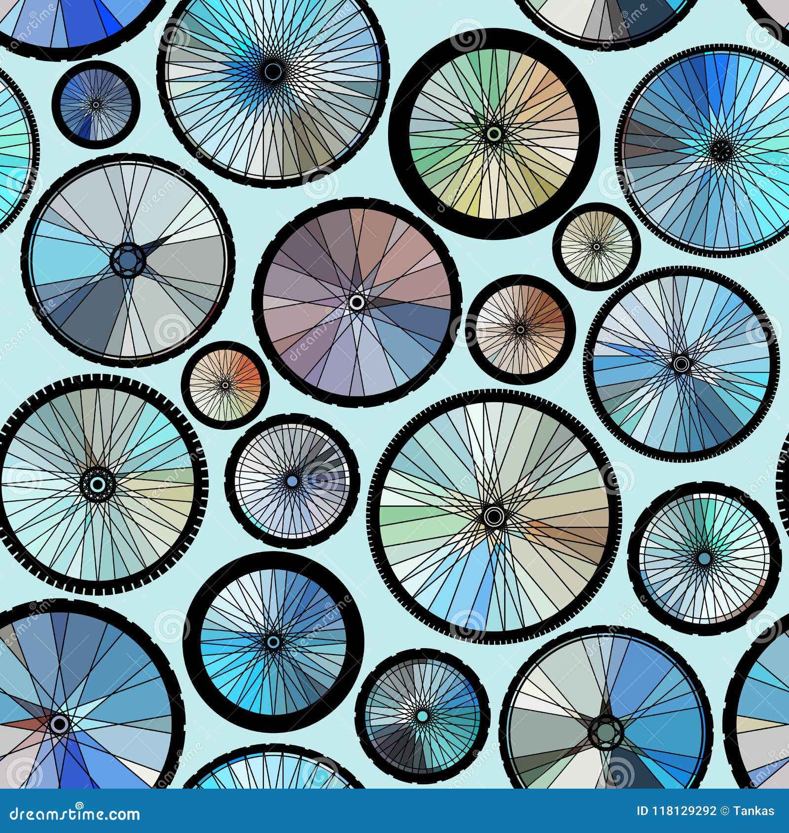 Pattern of Bycicles Wheels. Stock Vector - Illustration of tour, ride ...