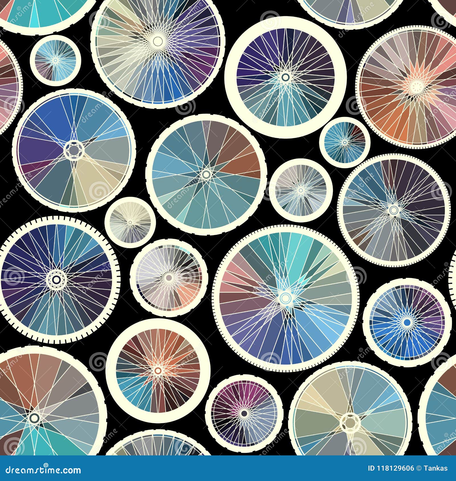 Pattern of Bycicles Wheels. Stock Vector - Illustration of round, seam ...
