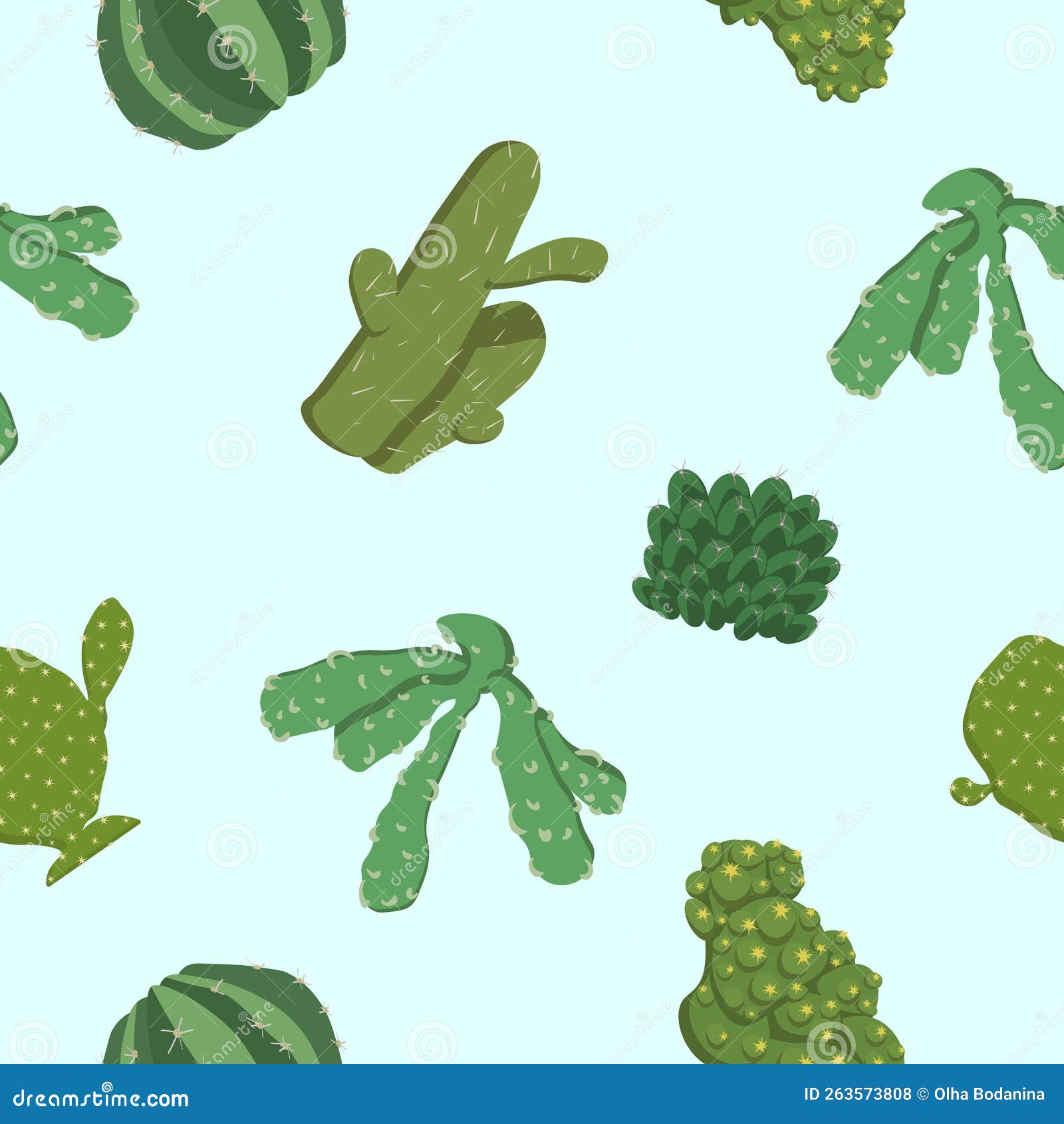 Pattern Cacti of Different Shapes, Background Seamless Illustration ...