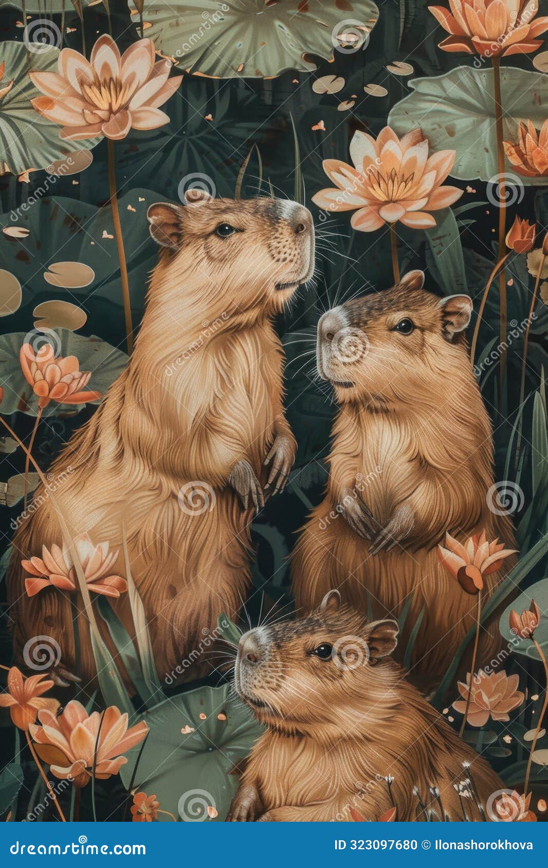 Pattern with Capybaras. Background for Textile Design, Cover, Wrapping ...