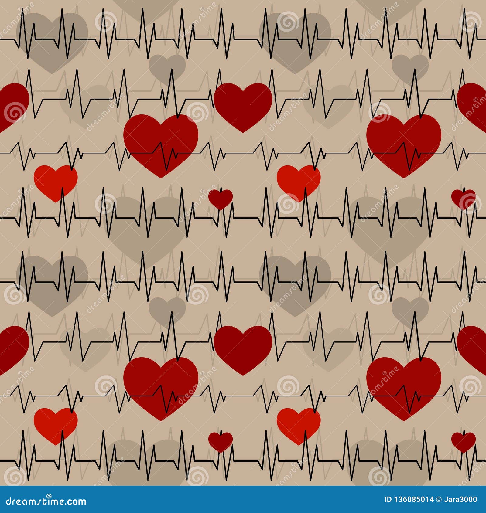 Pattern With A Cardiogram Of Heart Rhythms Stock Illustration