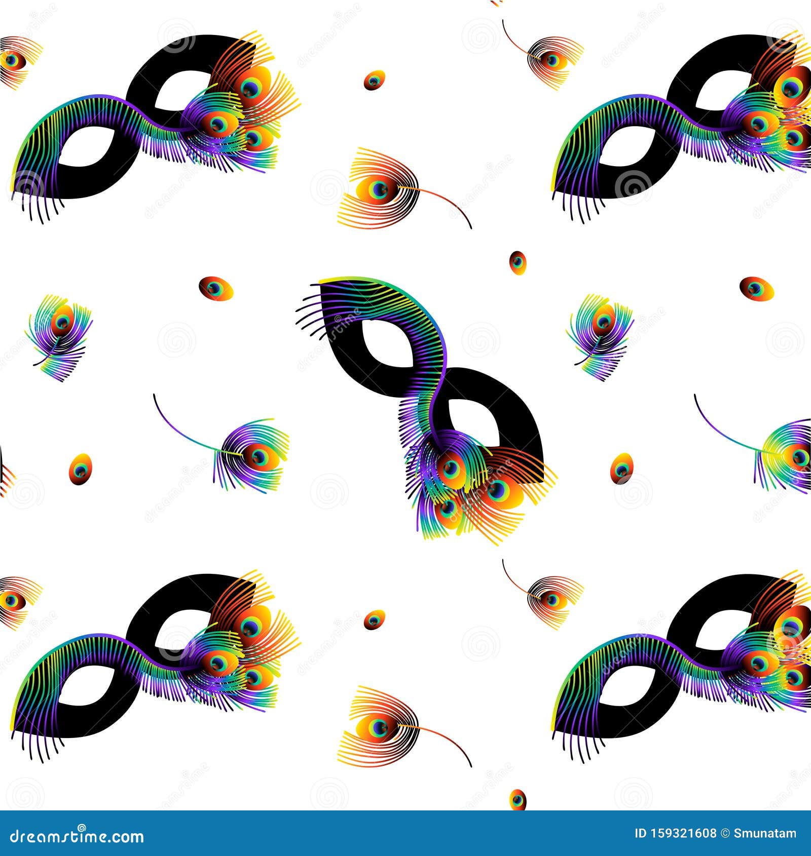 Pattern Carnival Mask with Peacock Feather Decor Stock Vector ...