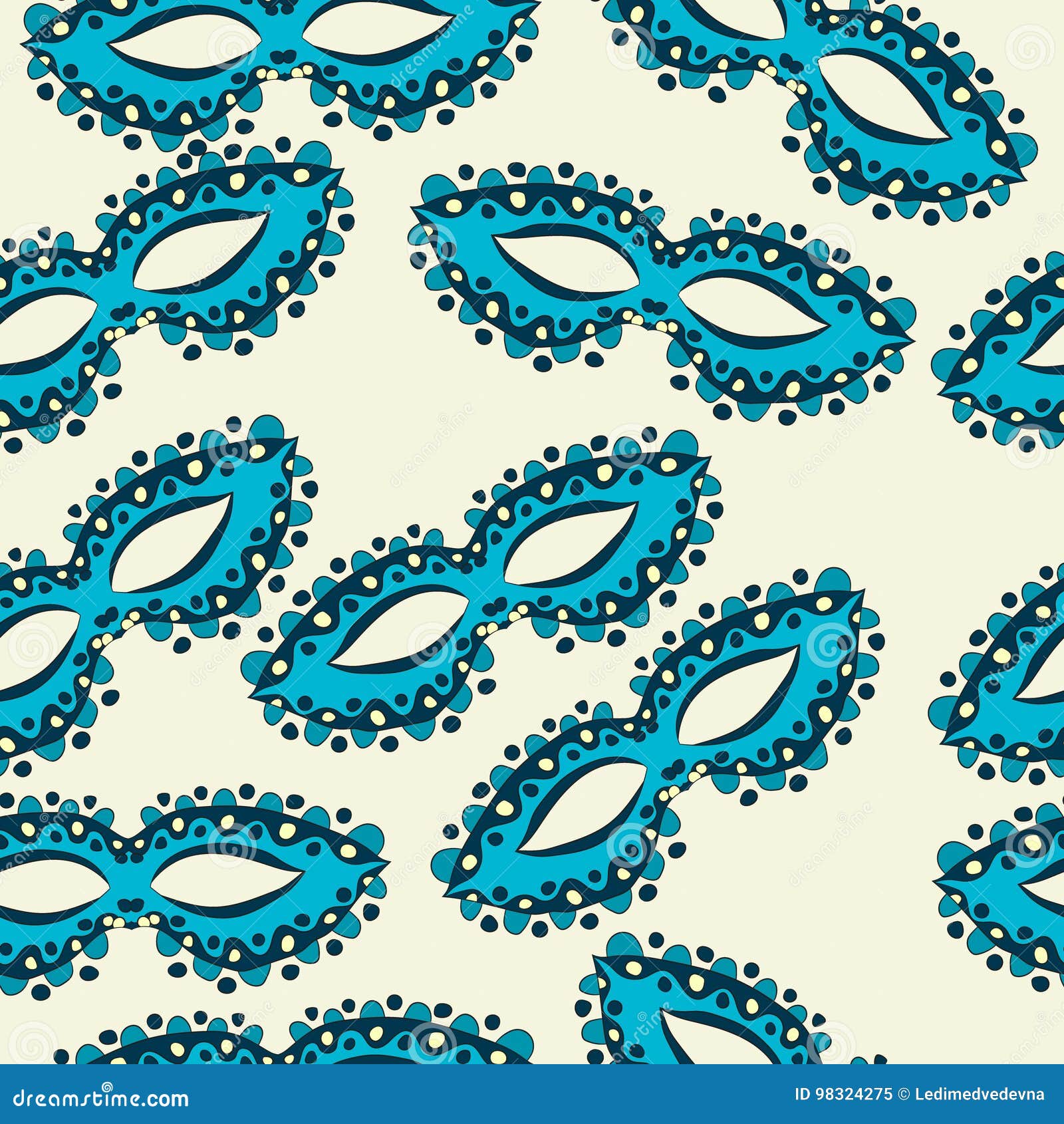 Pattern of carnival masks stock vector. Illustration of disguise - 98324275