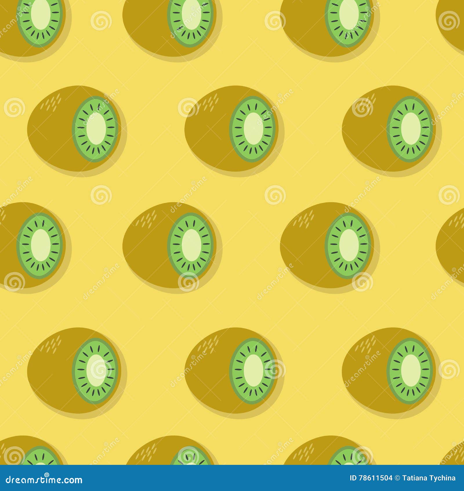 Pattern with Cartoon Kiwi and Kiwi Slices Stock Vector - Illustration ...