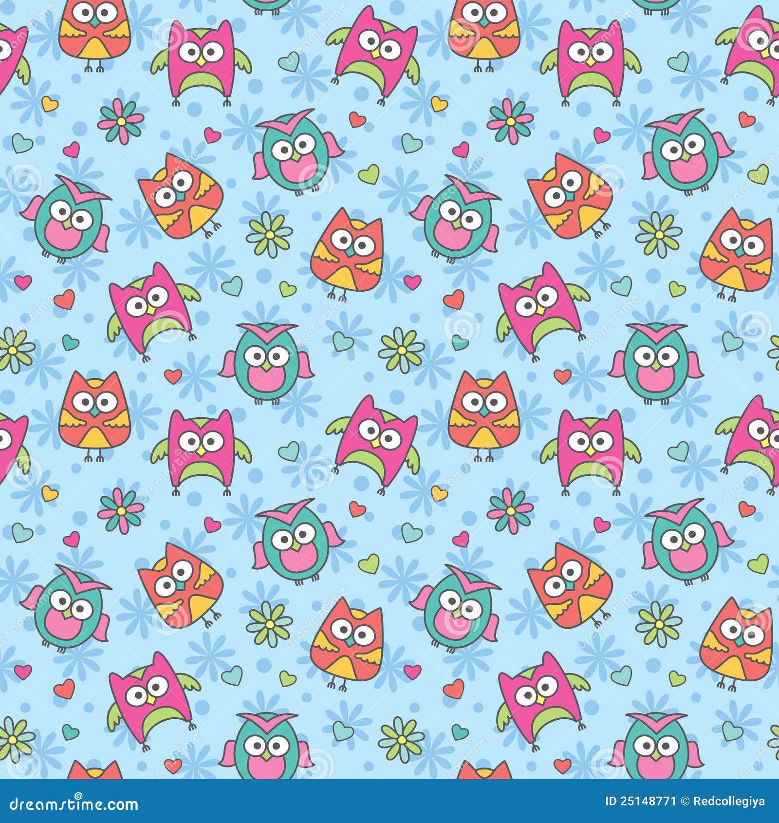 Pattern of cartoon owls stock vector. Illustration of flying - 25148771