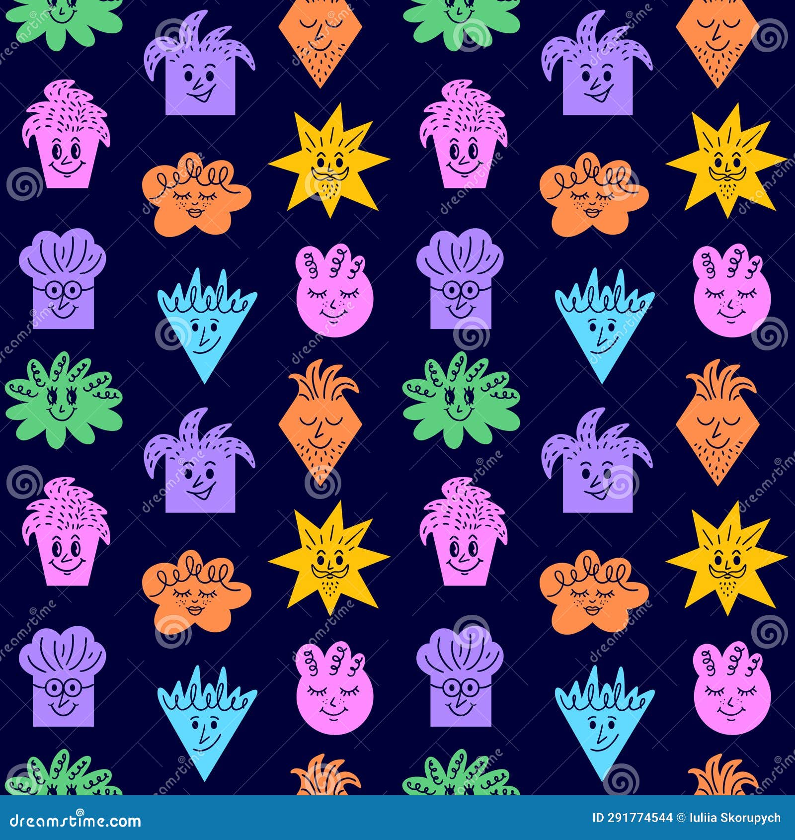 Pattern with Cartoon Shapes. Stock Vector - Illustration of shape ...