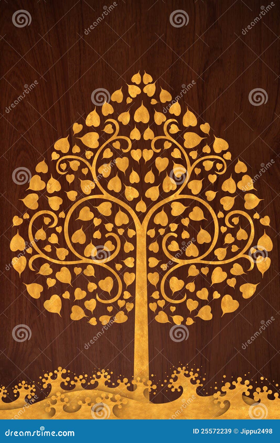 Pattern Carve Wave and Tree Gold on Wood Texture Stock Image - Image of ...