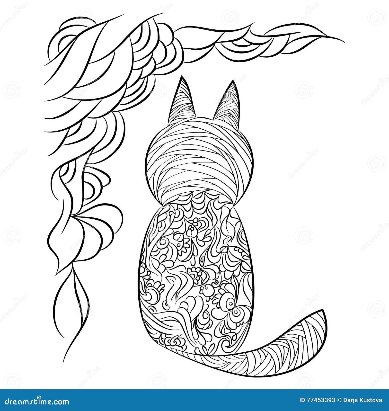 Pattern of a Cat. Page for Coloring Book Stock Vector - Illustration of ...