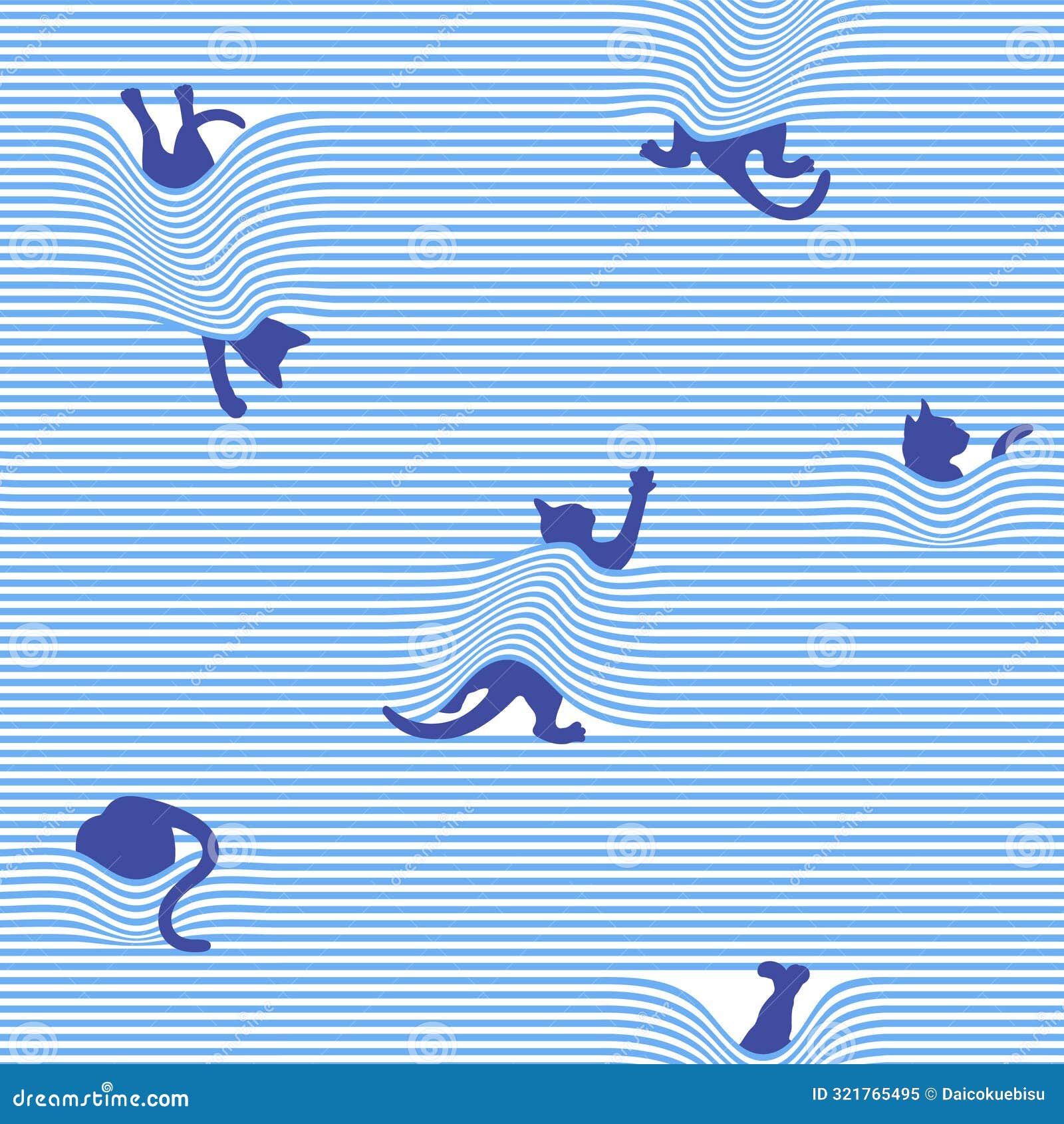 A Pattern of a Cat Playing Hidden Under the Sheets, Stock Illustration ...