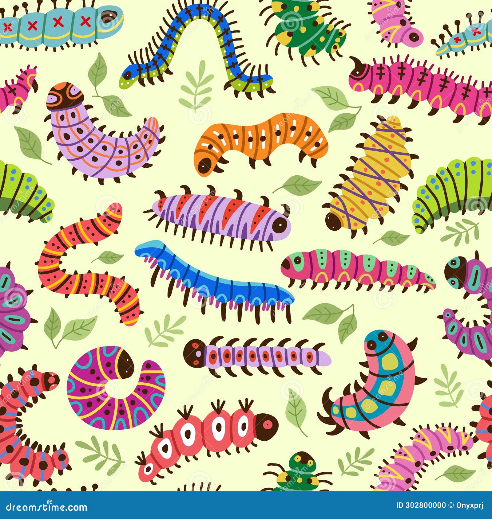 Pattern of Caterpillars. Vector Seamless Background for Textile Design ...