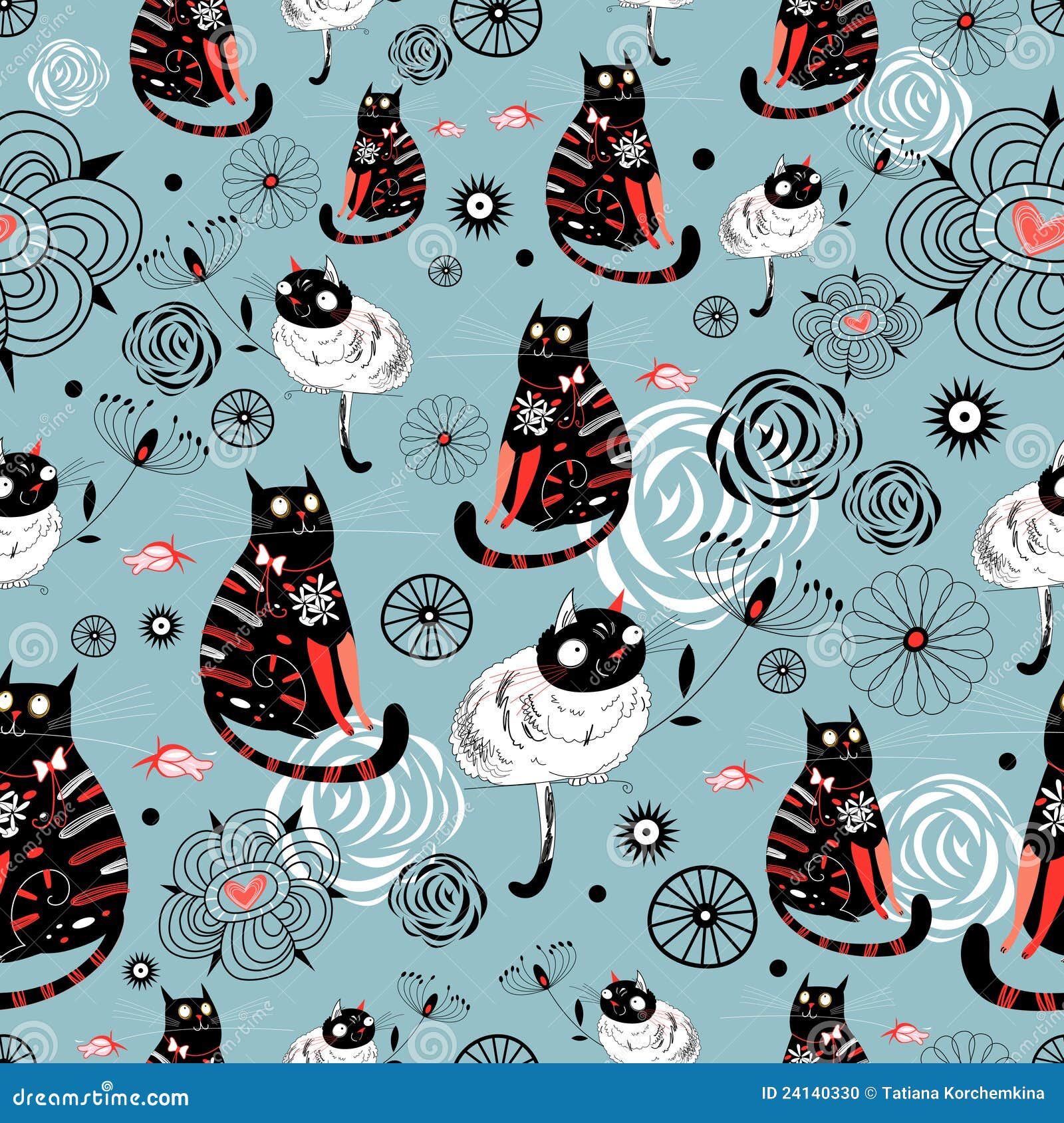 Pattern of cats stock vector. Image of pattern, design - 24140330