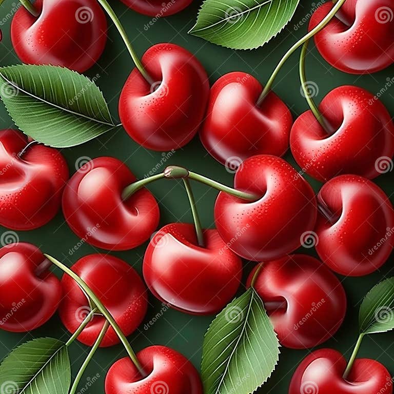 Pattern cherries realistic stock illustration. Illustration of white ...