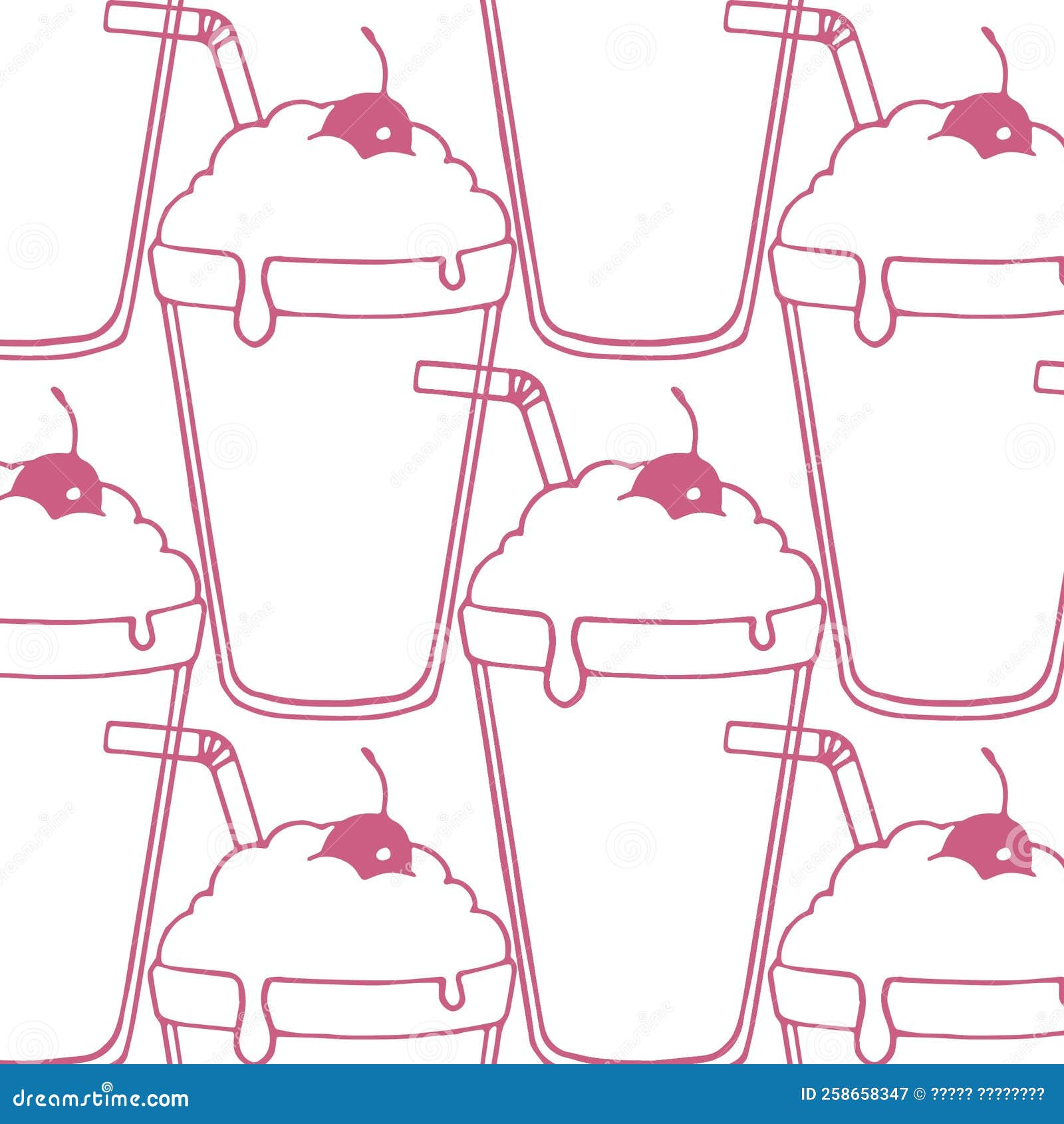 Cherry milkshake pattern stock illustration. Illustration of font ...