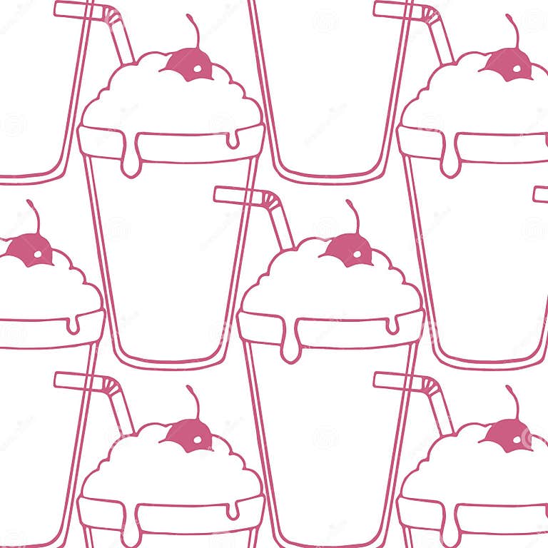 Cherry milkshake pattern stock illustration. Illustration of font ...
