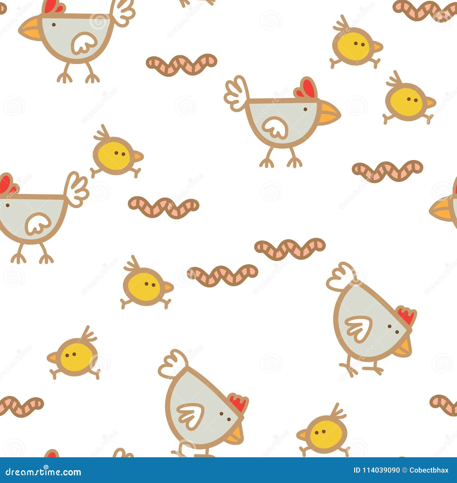 Pattern Chickens Walking And Pecking Worms Background. Chicken Pattern ...