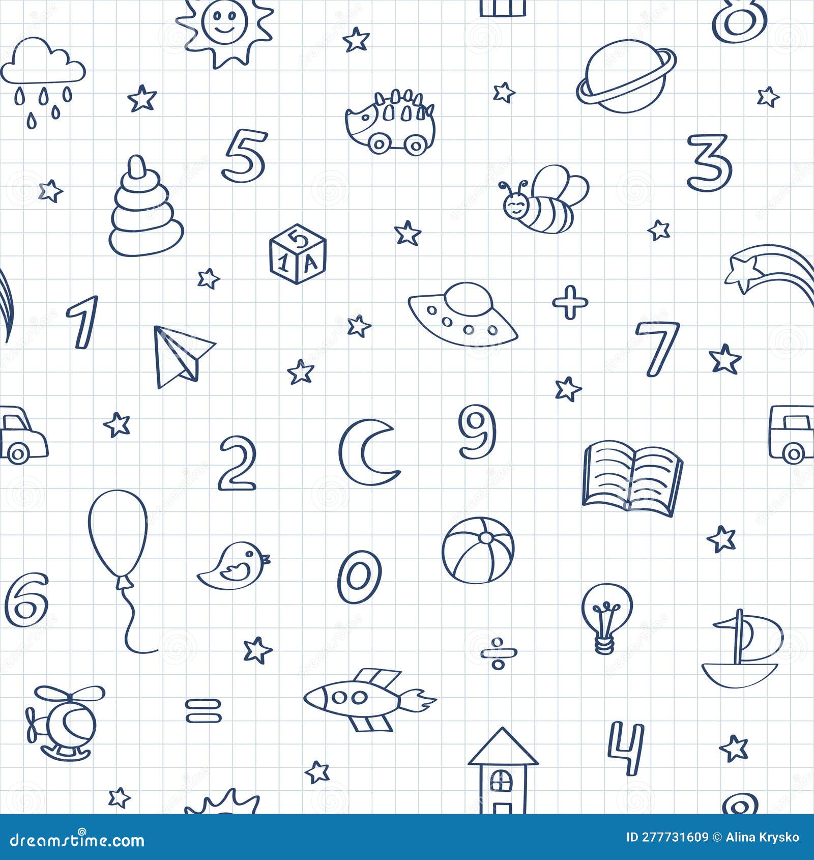 Pattern with Childish Doodle Elements. Children S Doodle Plain Set of ...