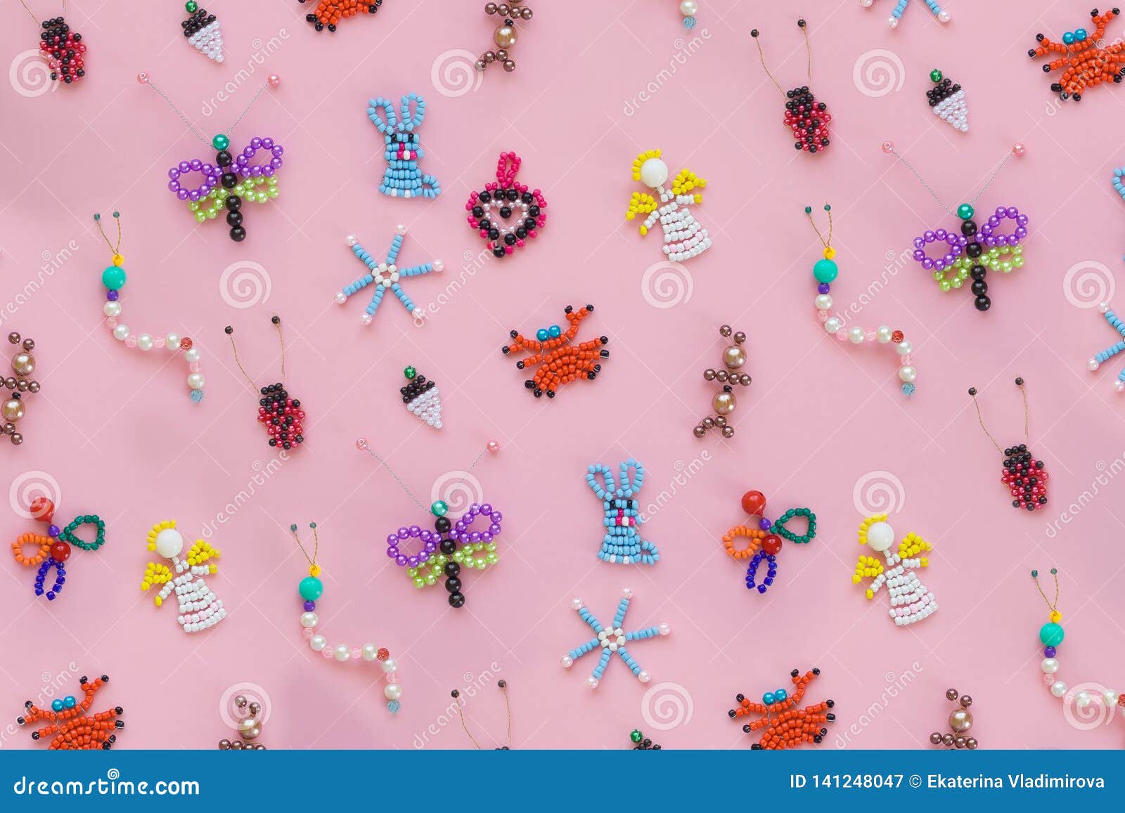 Pattern of Children`s Crafts on Pink Background Stock Image - Image of ...