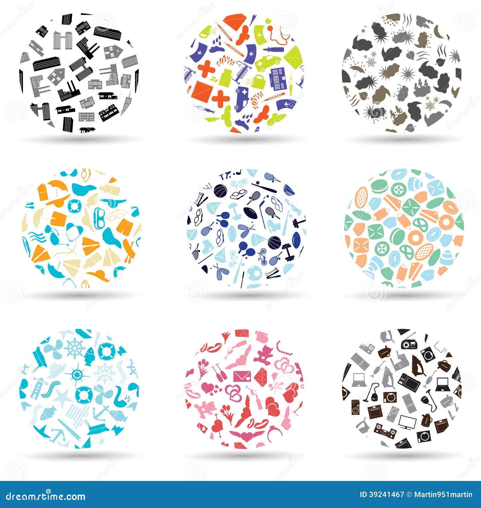 Pattern Circle Set of Various Icons Eps10 Stock Vector - Illustration ...