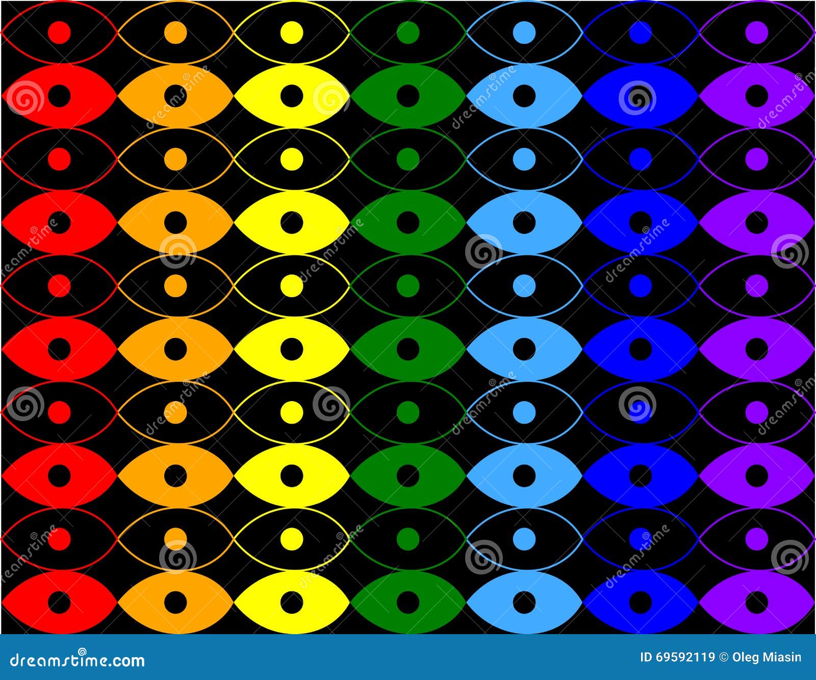 Pattern of Circles and Ellipses on Black Background Stock Vector ...