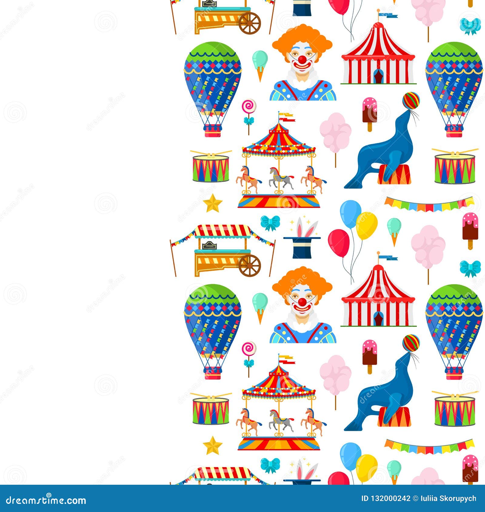 Pattern with Circus and Amusement Elements Stock Vector - Illustration ...