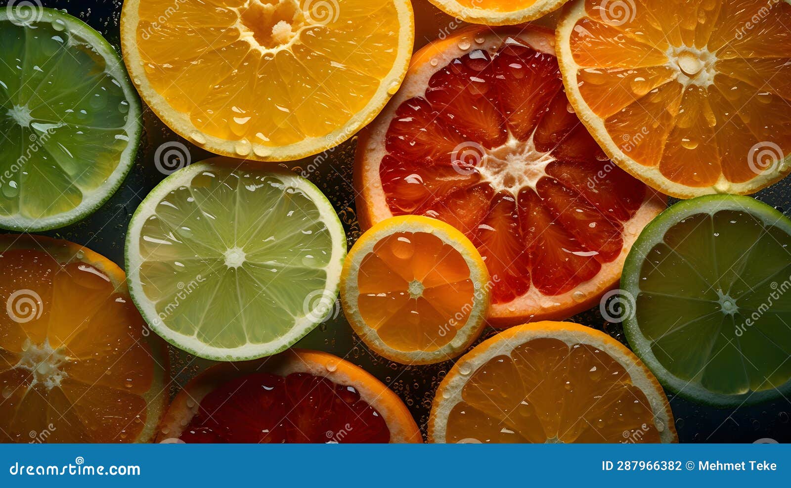Pattern of Citrus, Close Up, Water Drops on the Citrus, Warm Light ...