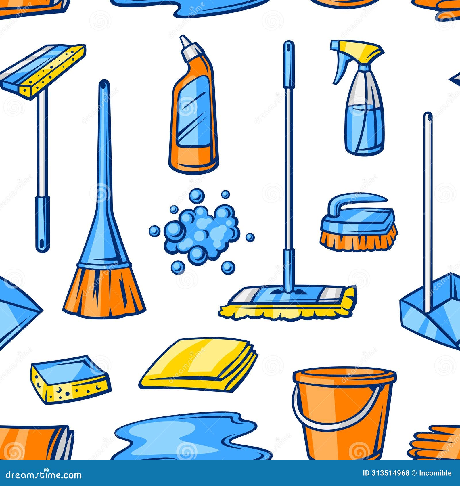 Pattern with Cleaning Items. Housekeeping Background for Service and ...