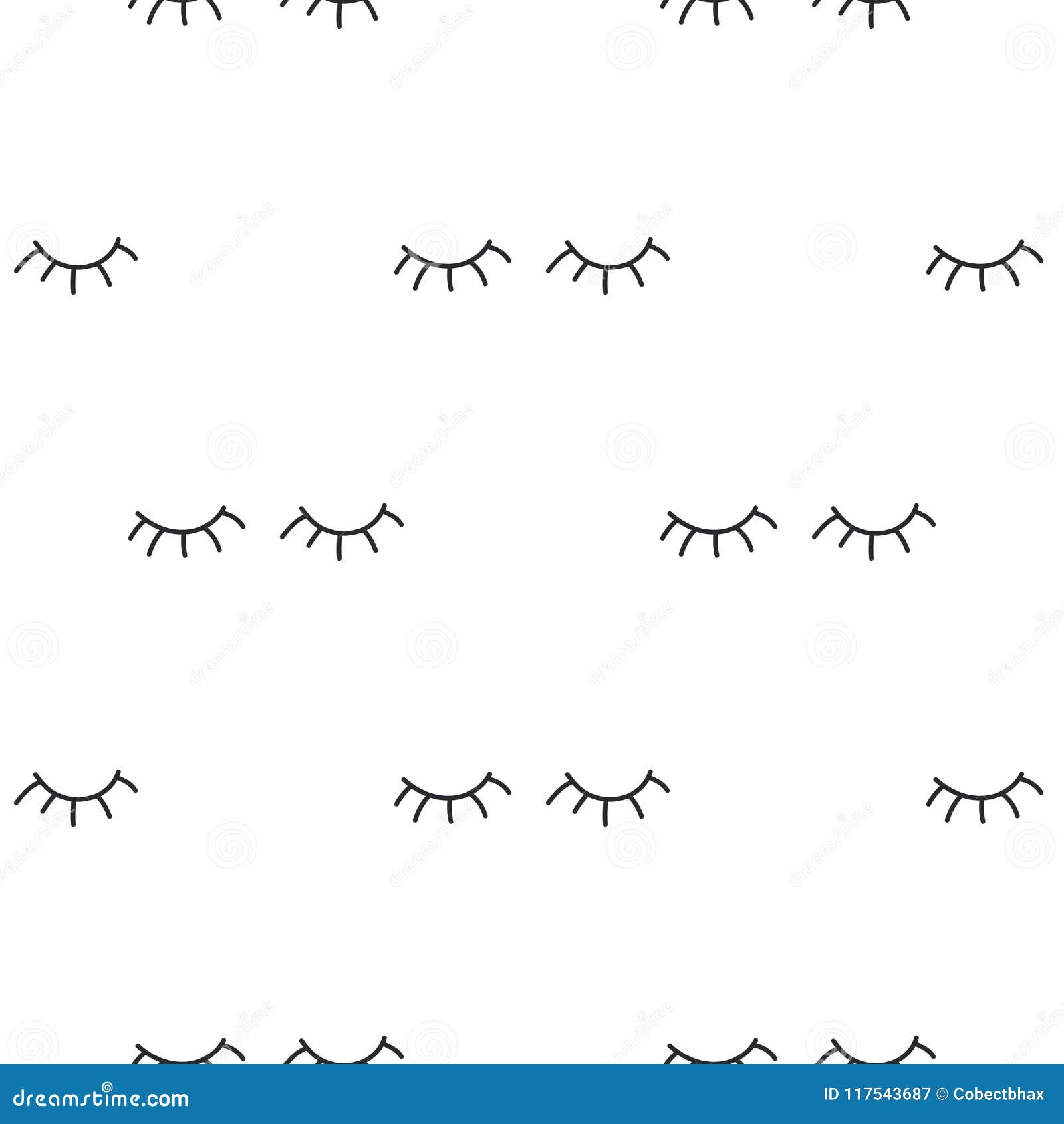 Pattern Closed Human Eyes with Eyelashes on White Background. Seamless ...