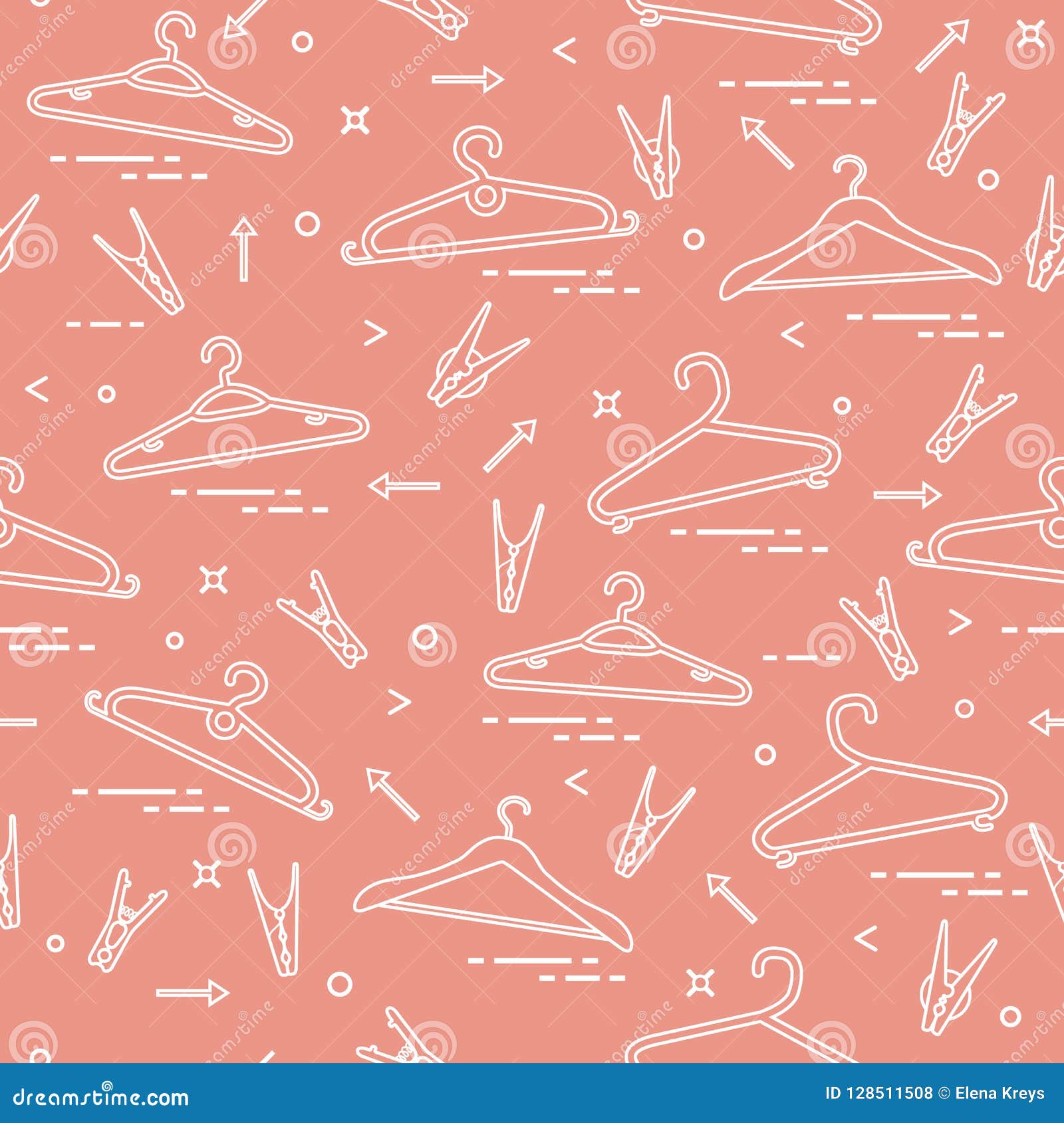 Pattern with Clothes Hangers and Clothespins. Stock Vector ...