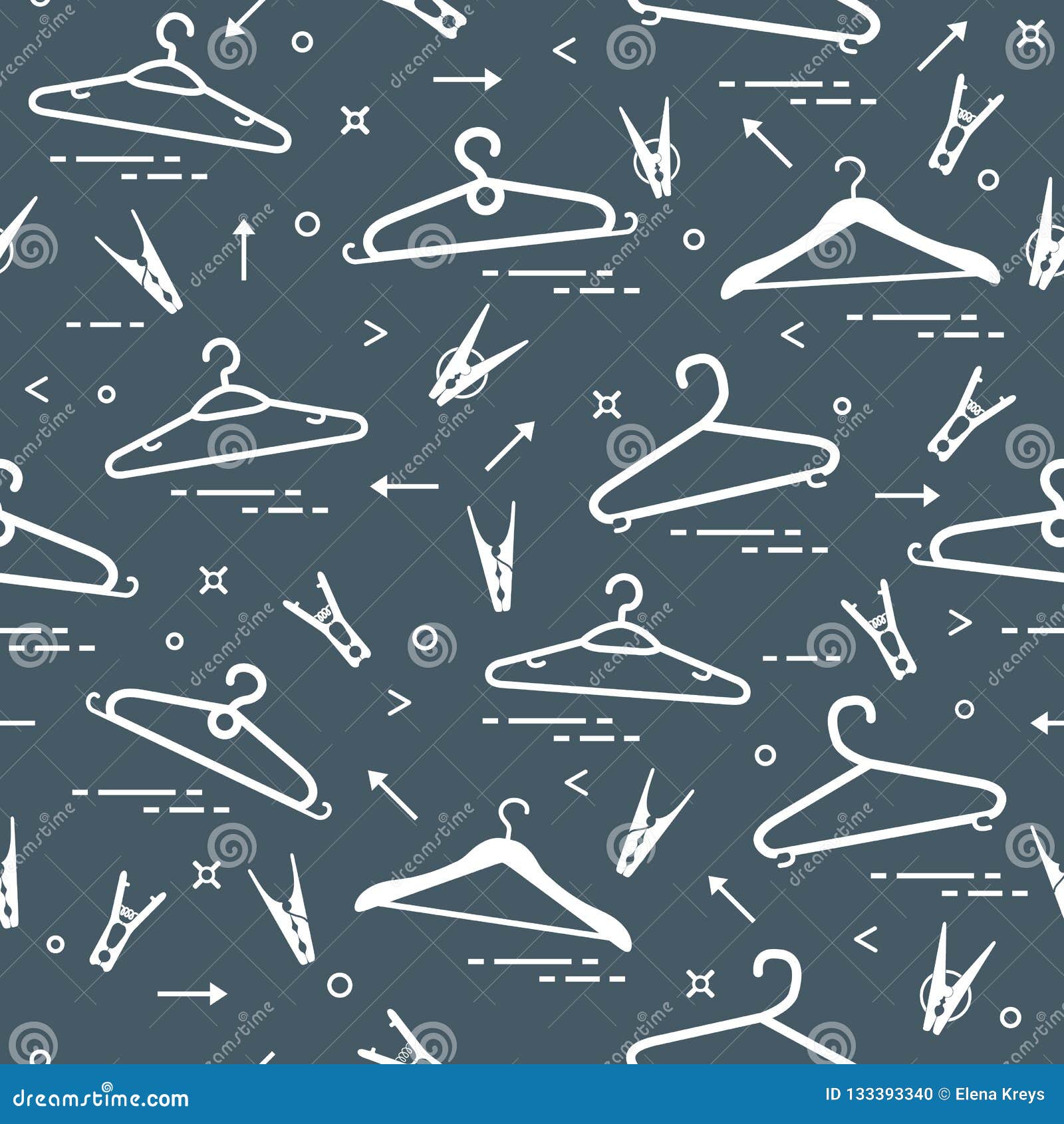 Pattern with Clothes Hangers and Clothespins Stock Vector ...